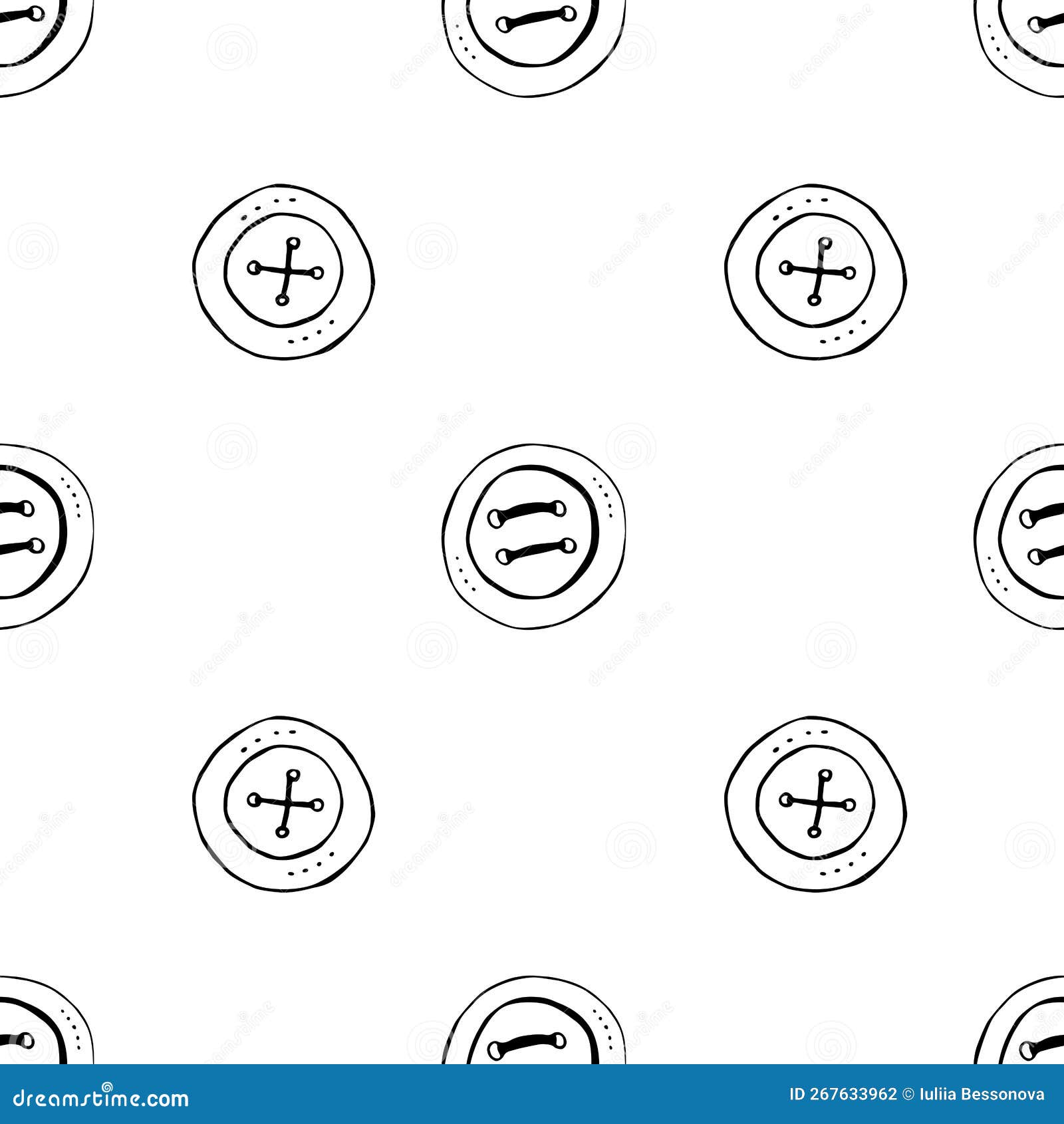 Seamless Pattern with Clothes Button Contour Outline. Simple Abstract ...