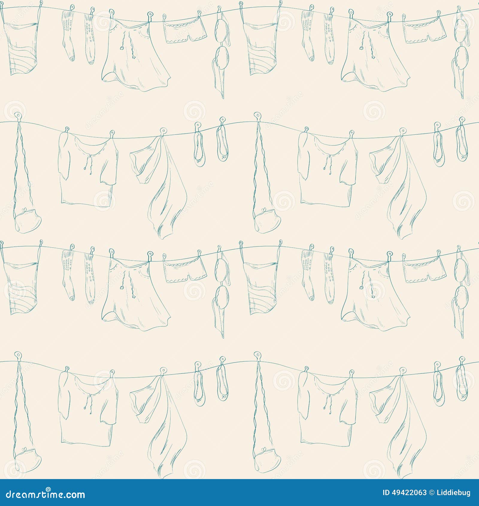 Seamless Pattern with Clothes. Stock Vector - Illustration of laundry ...