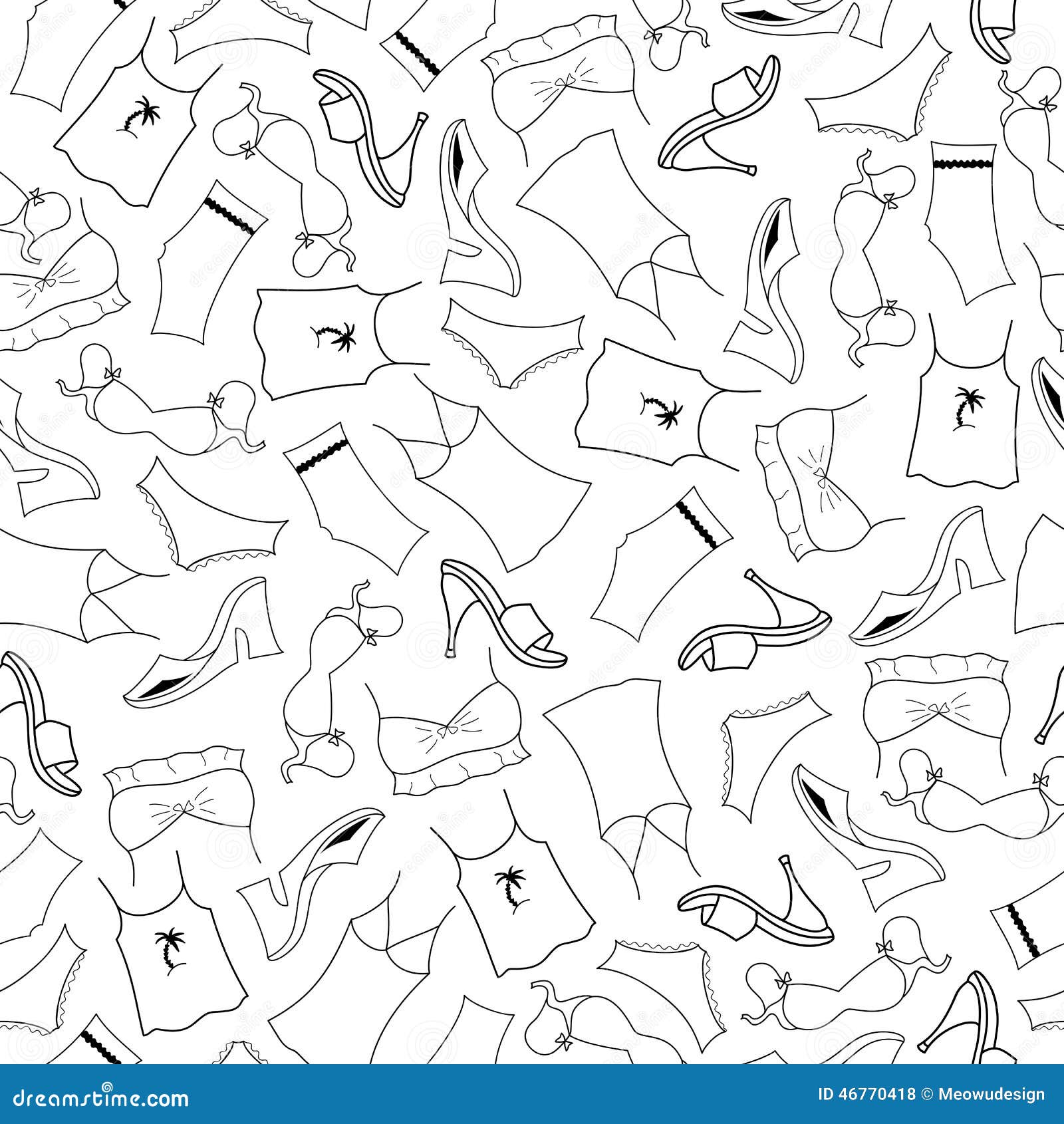 Seamless Pattern Clothes Woman Stock Vector - Illustration of object ...