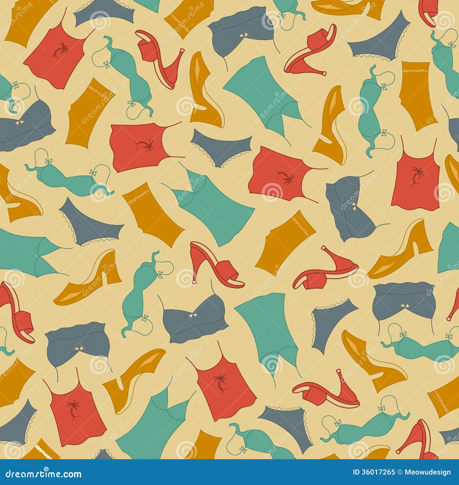 Seamless Pattern, Clothes Woman Stock Vector - Illustration of yellow ...