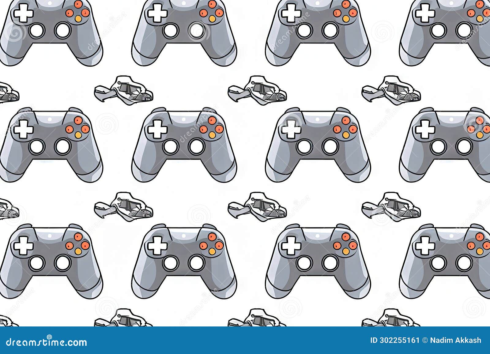 Seamless Pattern Cloud Gaming Controller White Background Stock ...