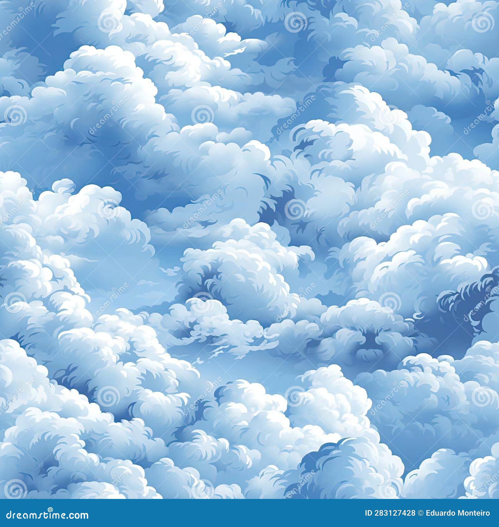 Seamless Pattern of Clouds on Blue Sky Wallpaper with Soft Edges (tiled ...