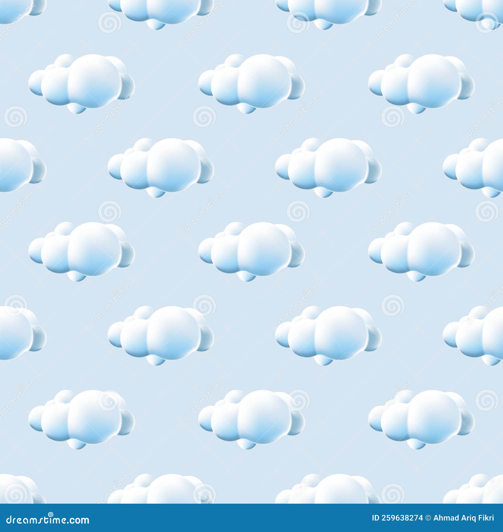 Seamless Pattern with Clouds. Cute Clouds Pattern. Cartoon Clouds ...