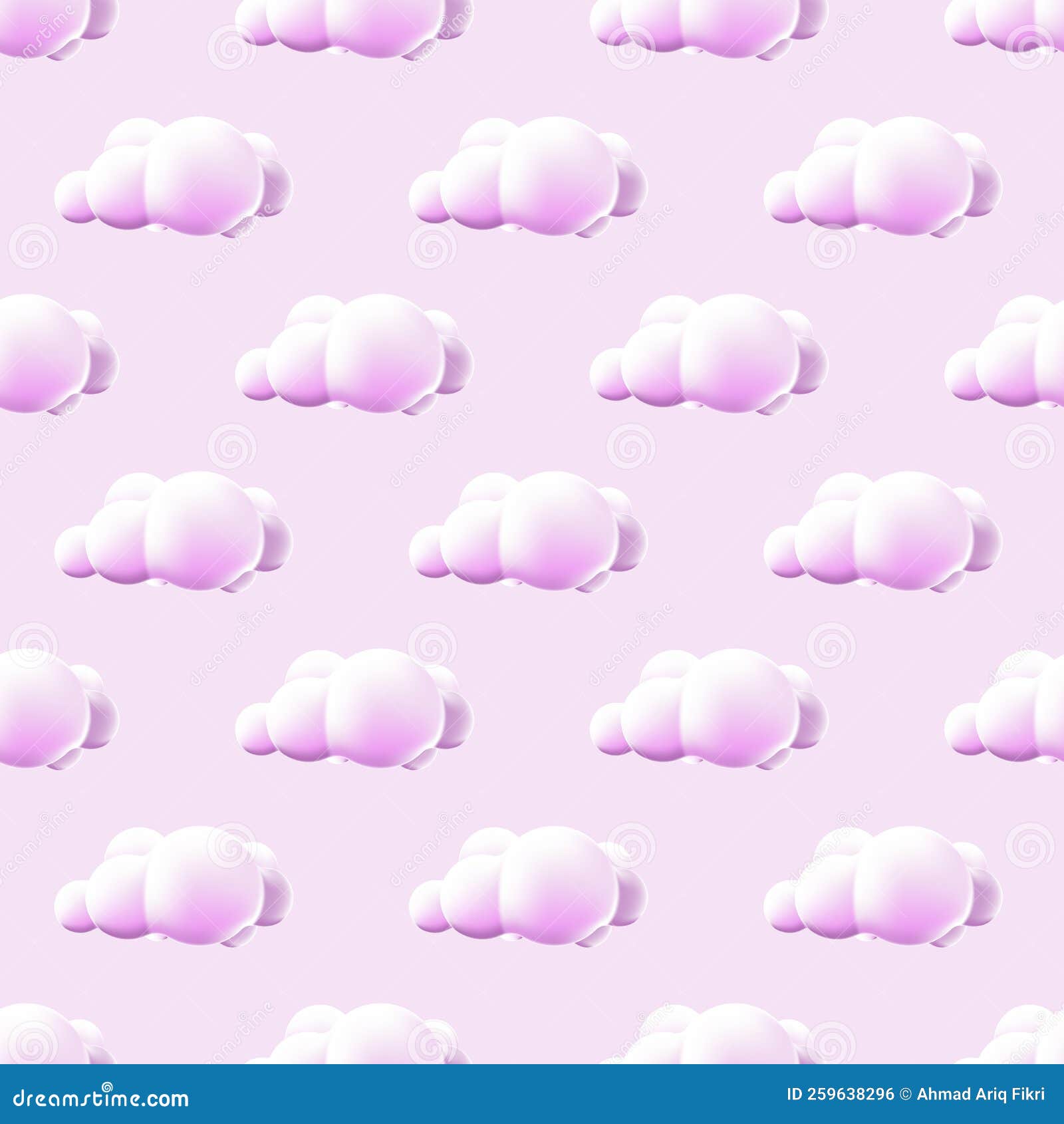 Seamless Pattern with Clouds. Cute Clouds Pattern. Cartoon Clouds ...