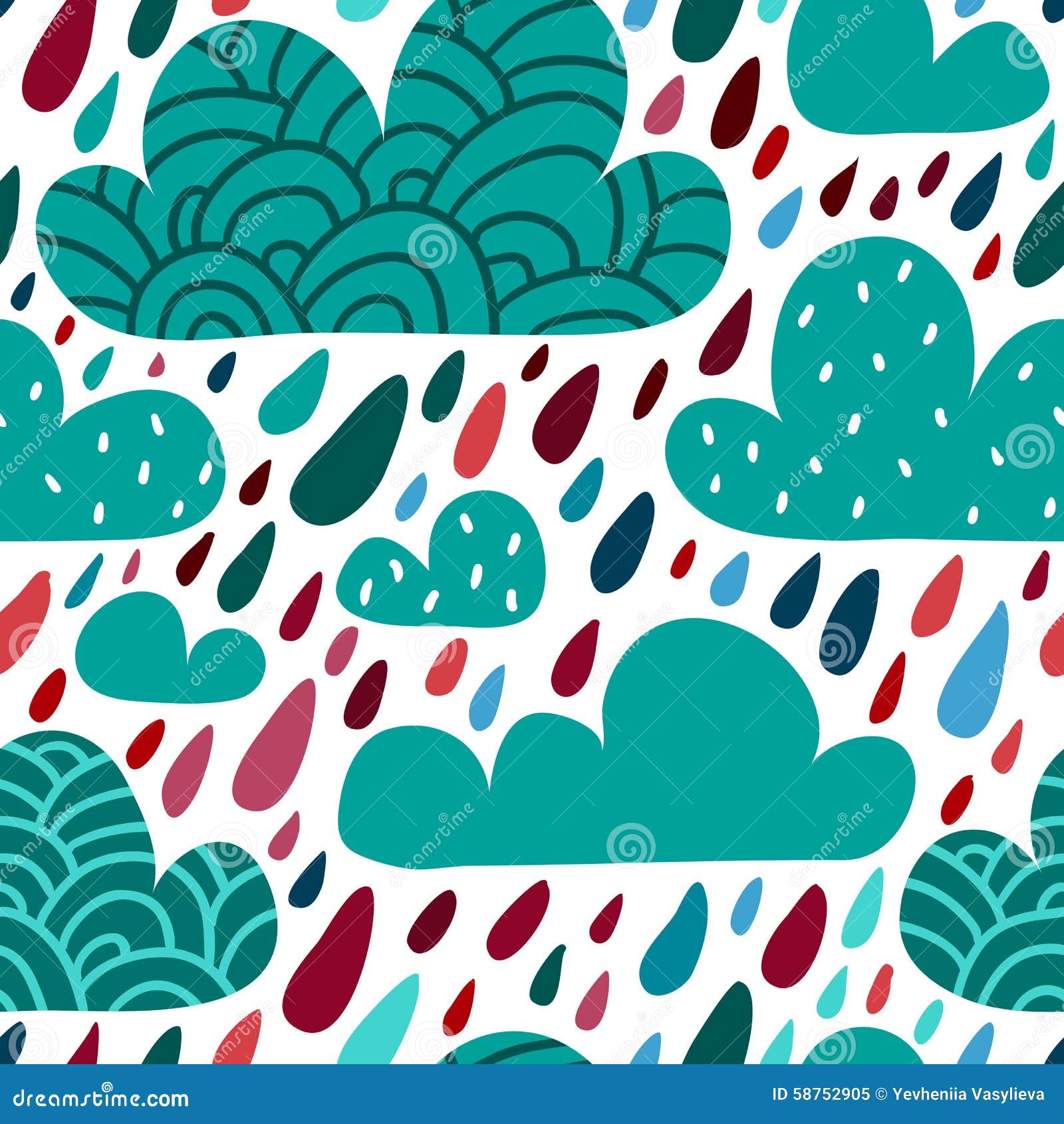 Seamless Pattern with Clouds and Falling Raindrops Stock Vector ...