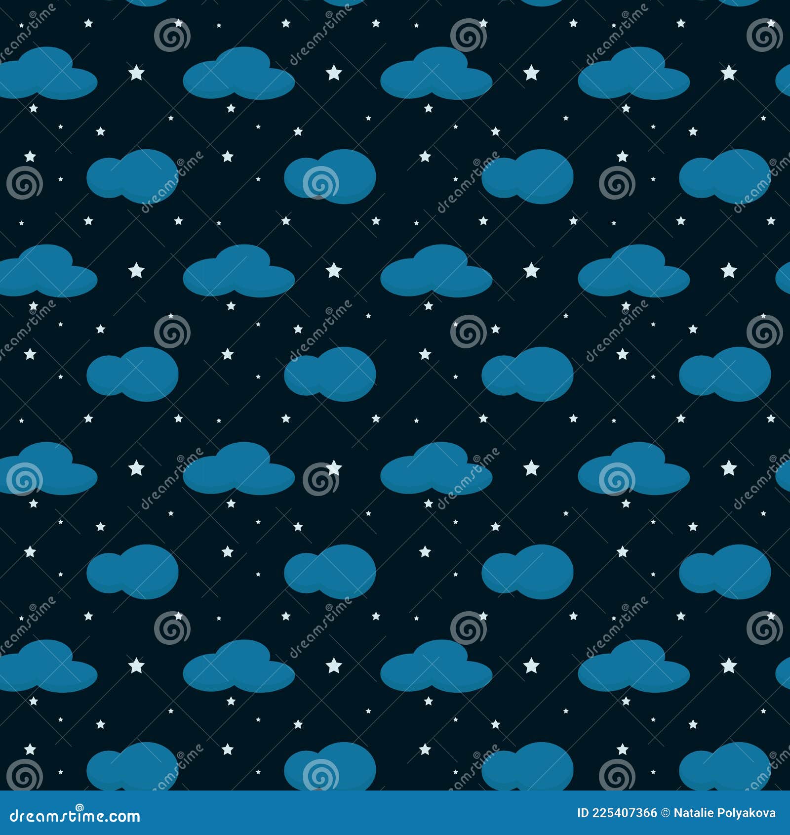 Seamless Pattern of Clouds and Night Sky Stock Vector - Illustration of ...