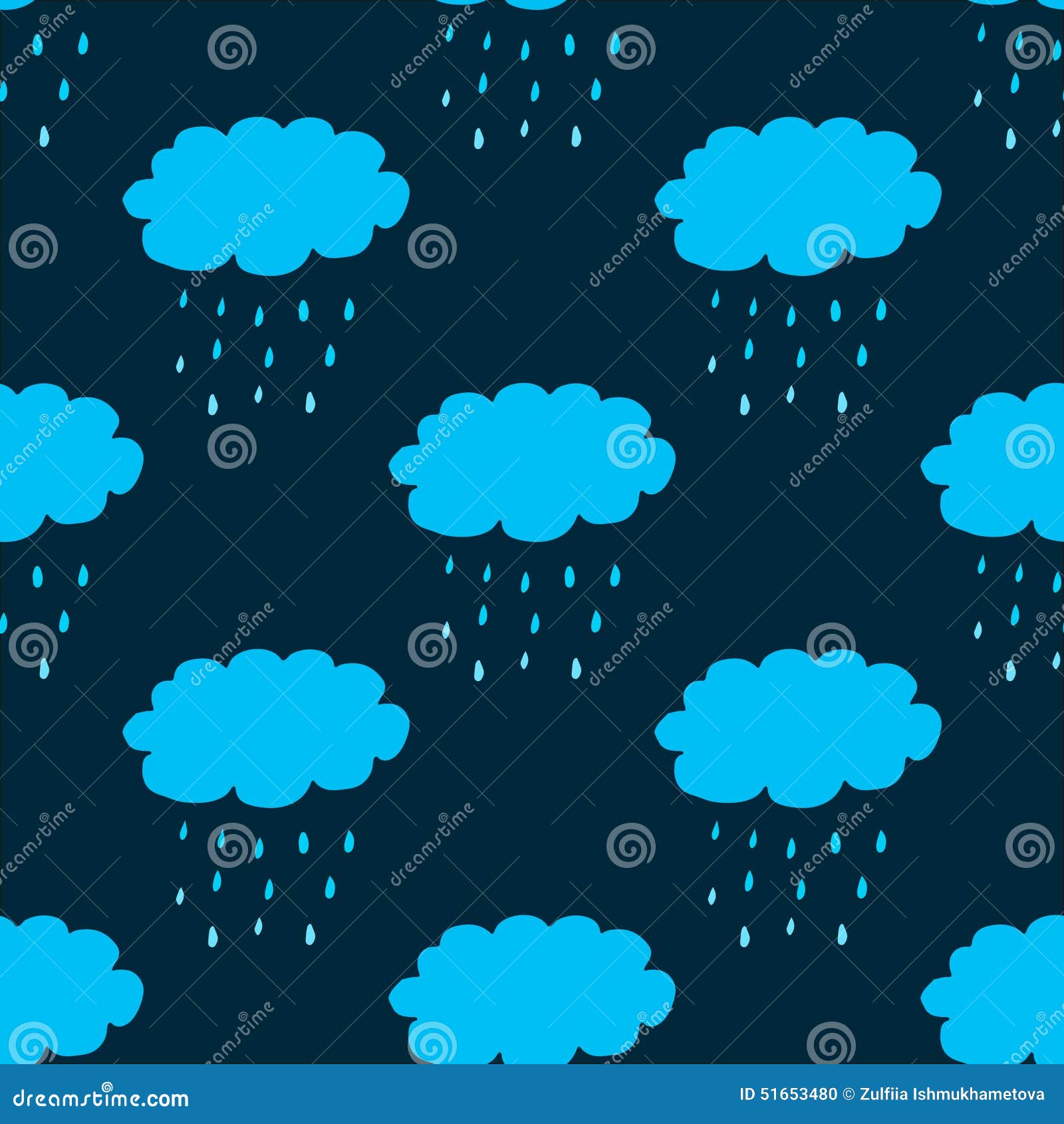 Seamless Pattern with Clouds and Precipitation Stock Vector ...