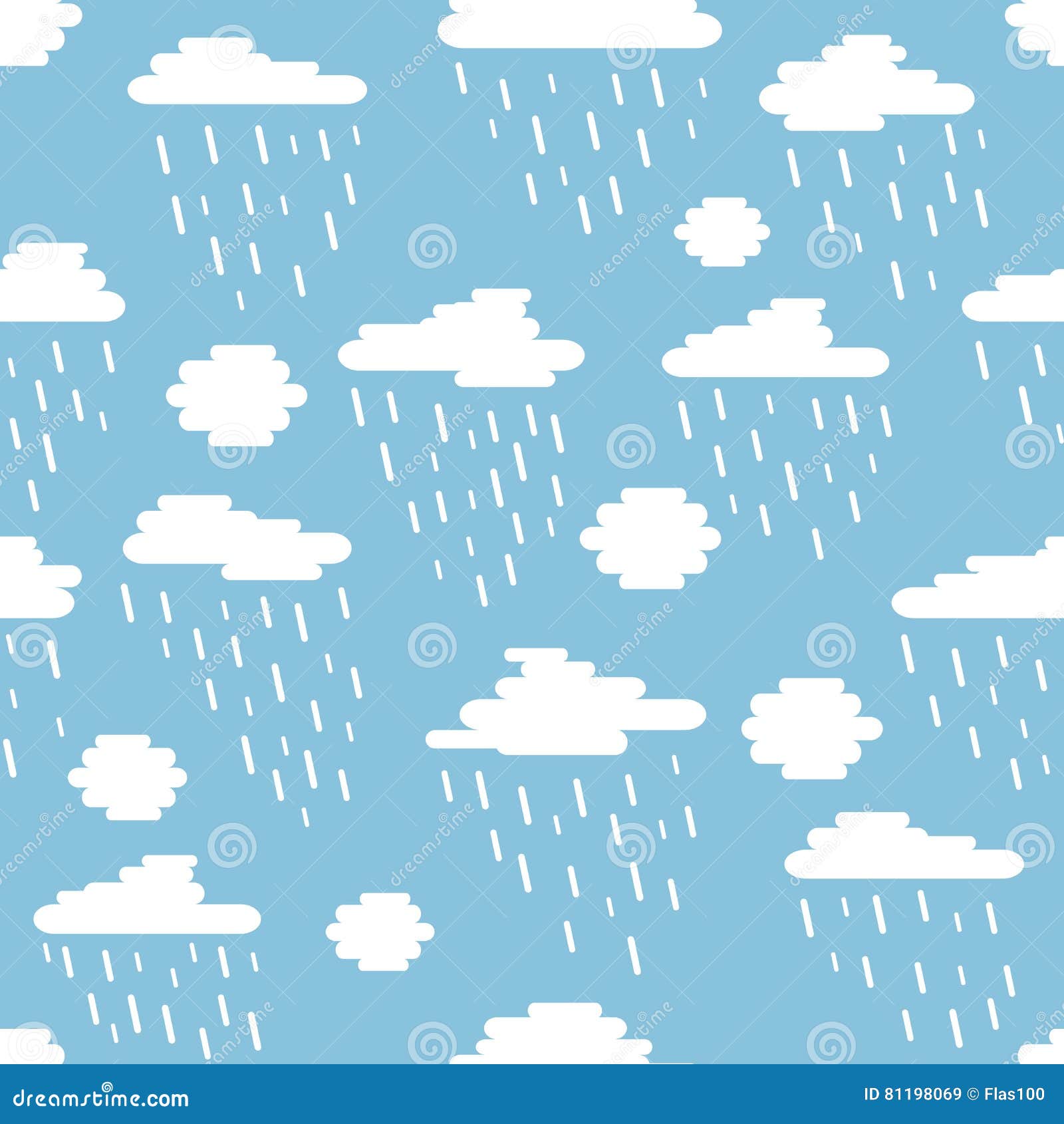 Seamless Pattern, Clouds and Rain Created of Rounded Lines. Rainy Day ...
