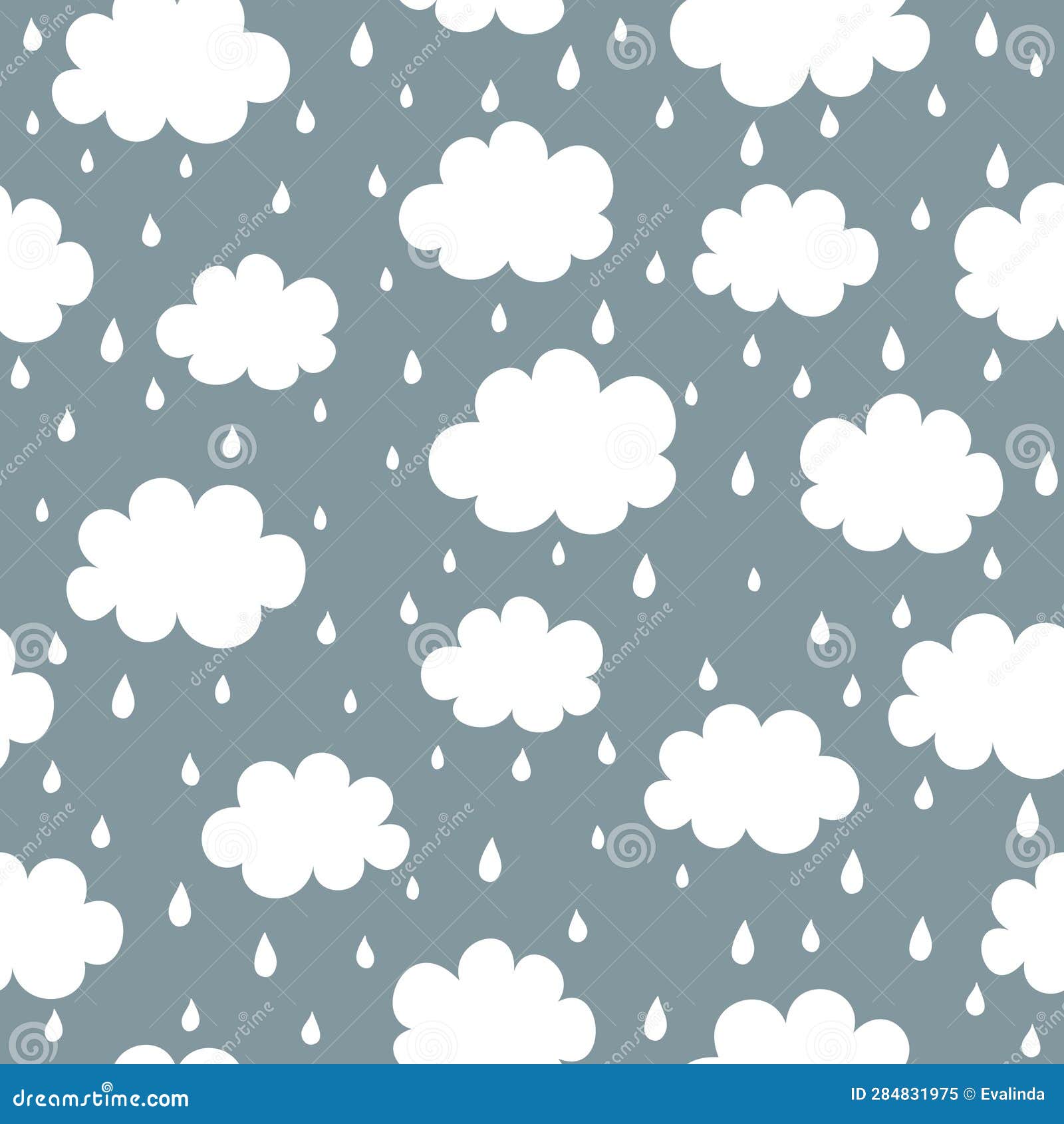 Seamless Pattern with Clouds and Rain Drops. Cute Background for Kids ...
