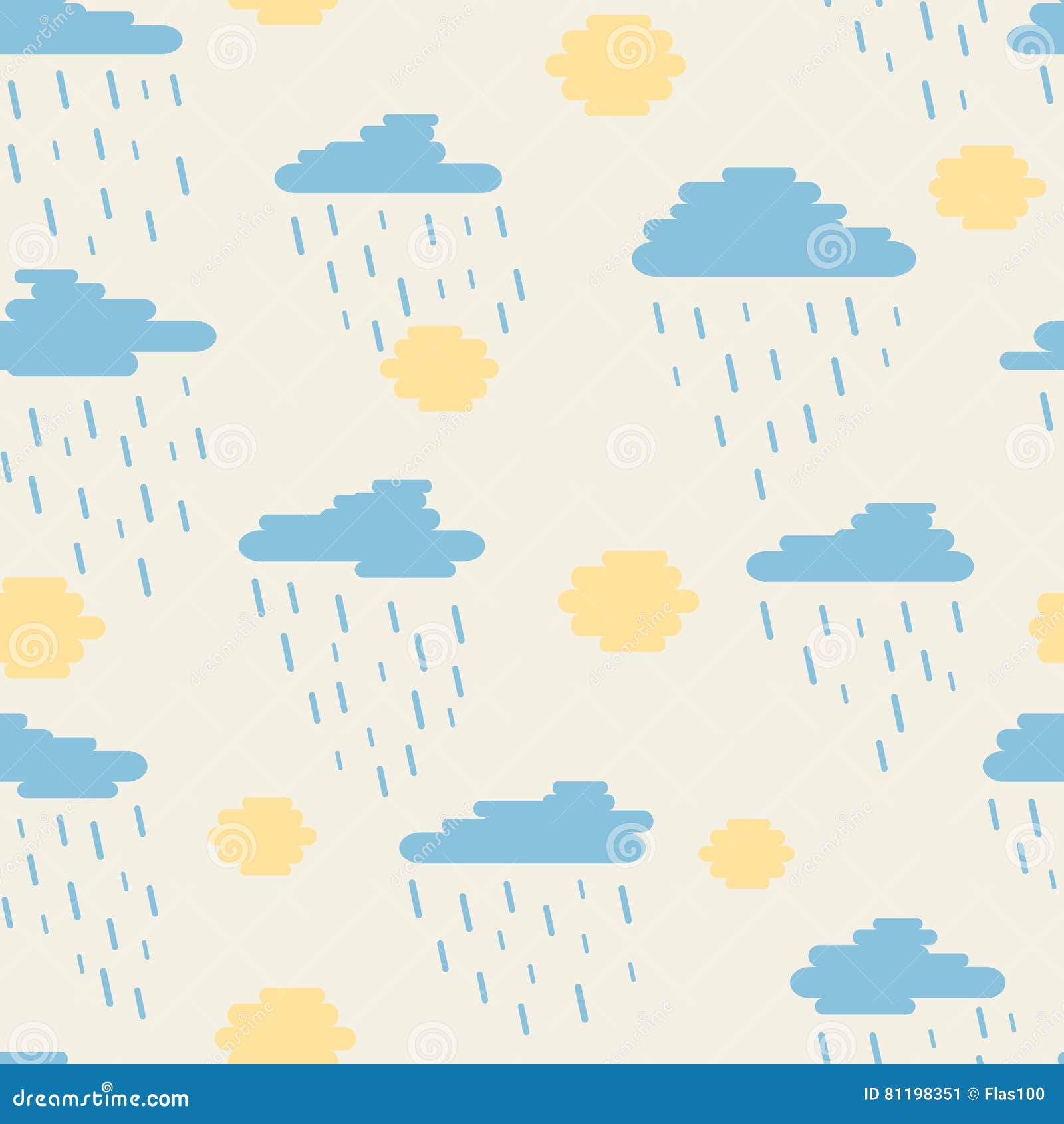 Seamless Pattern, Clouds, Rain and Sun Created of Rounded Lines. Rainy ...