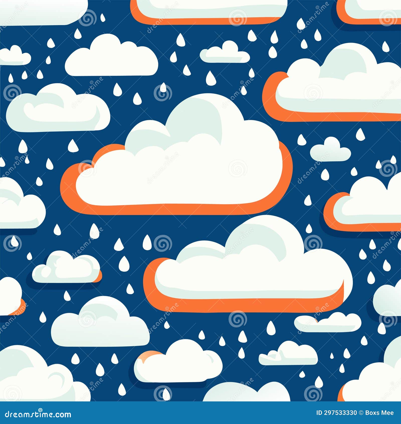 Seamless Pattern with Clouds and Rain. Vector Illustration in Cartoon ...