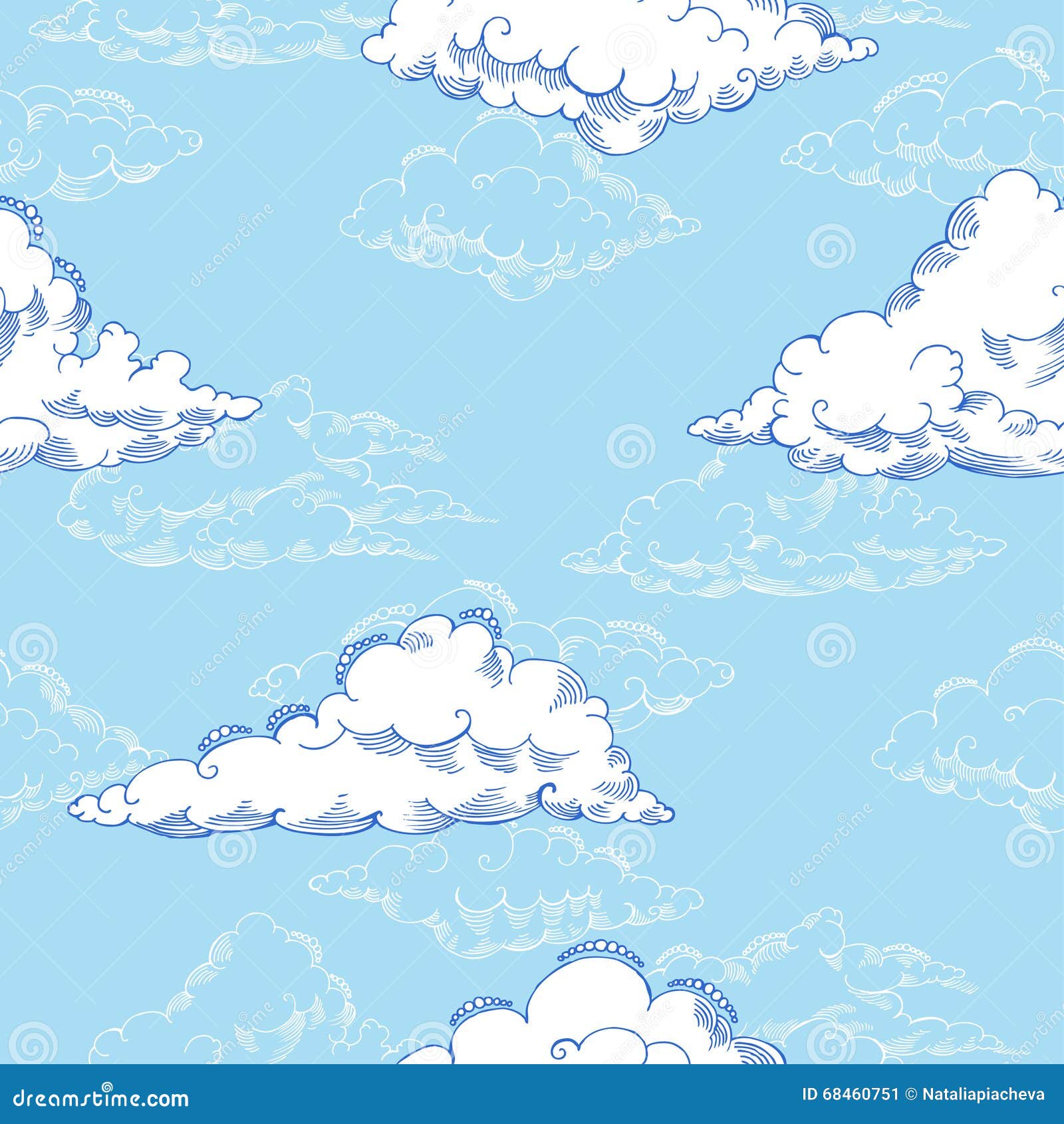 Seamless Pattern with Clouds Sketches Stock Vector - Illustration of ...