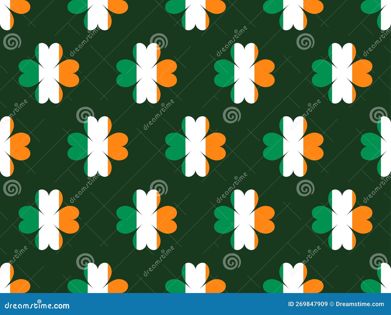 Seamless Pattern With Clover Leaves In The Colors Of The Flag Of