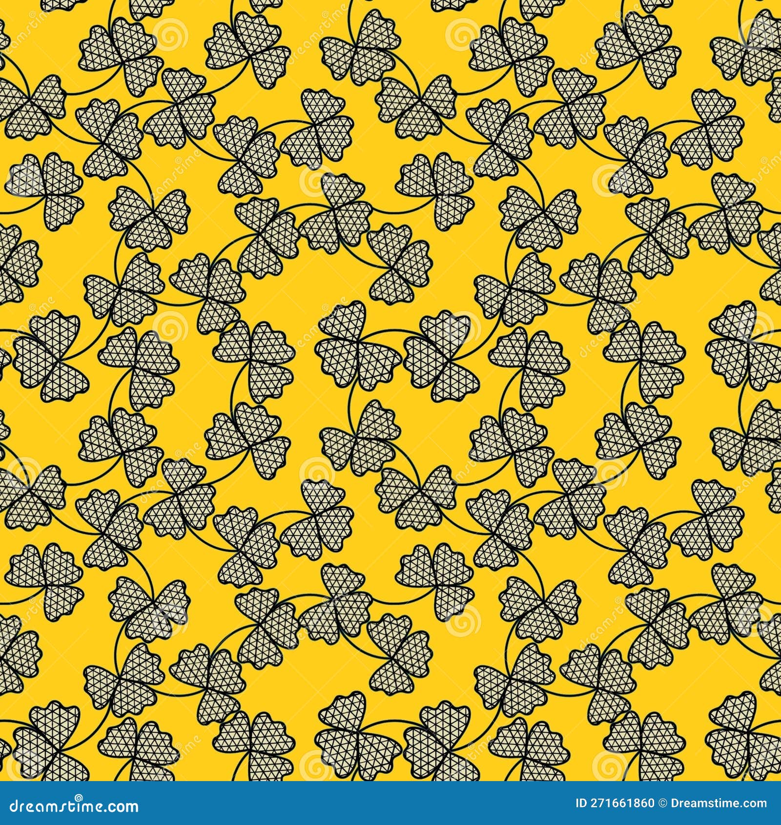 Seamless Pattern with Clover Leaves on Yellow Background Stock ...