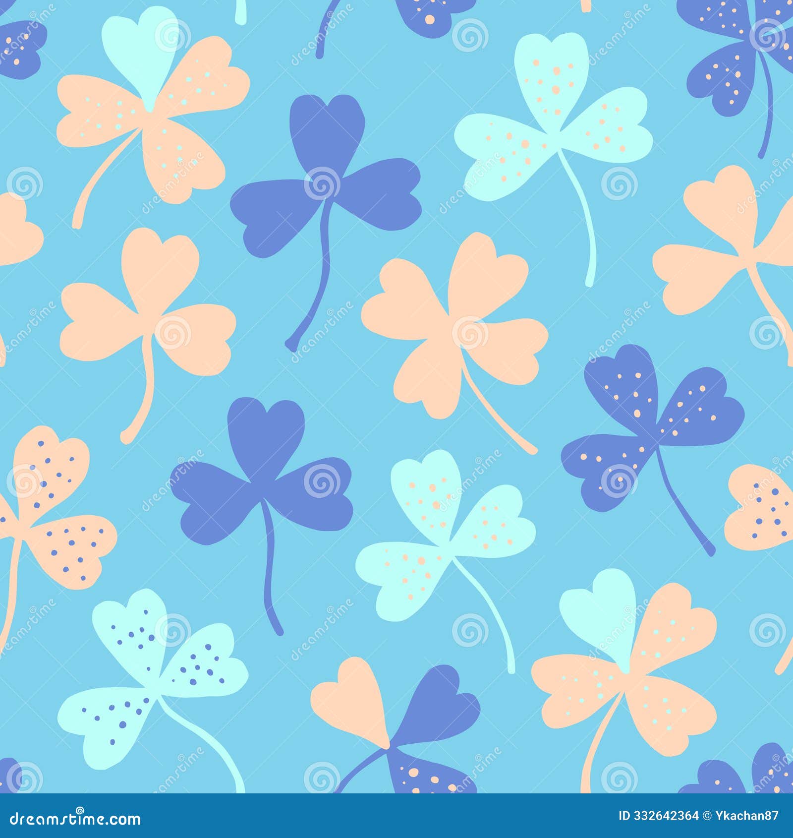 Seamless Pattern with Clover in Pastel Delicate Colors. Vector Hand ...