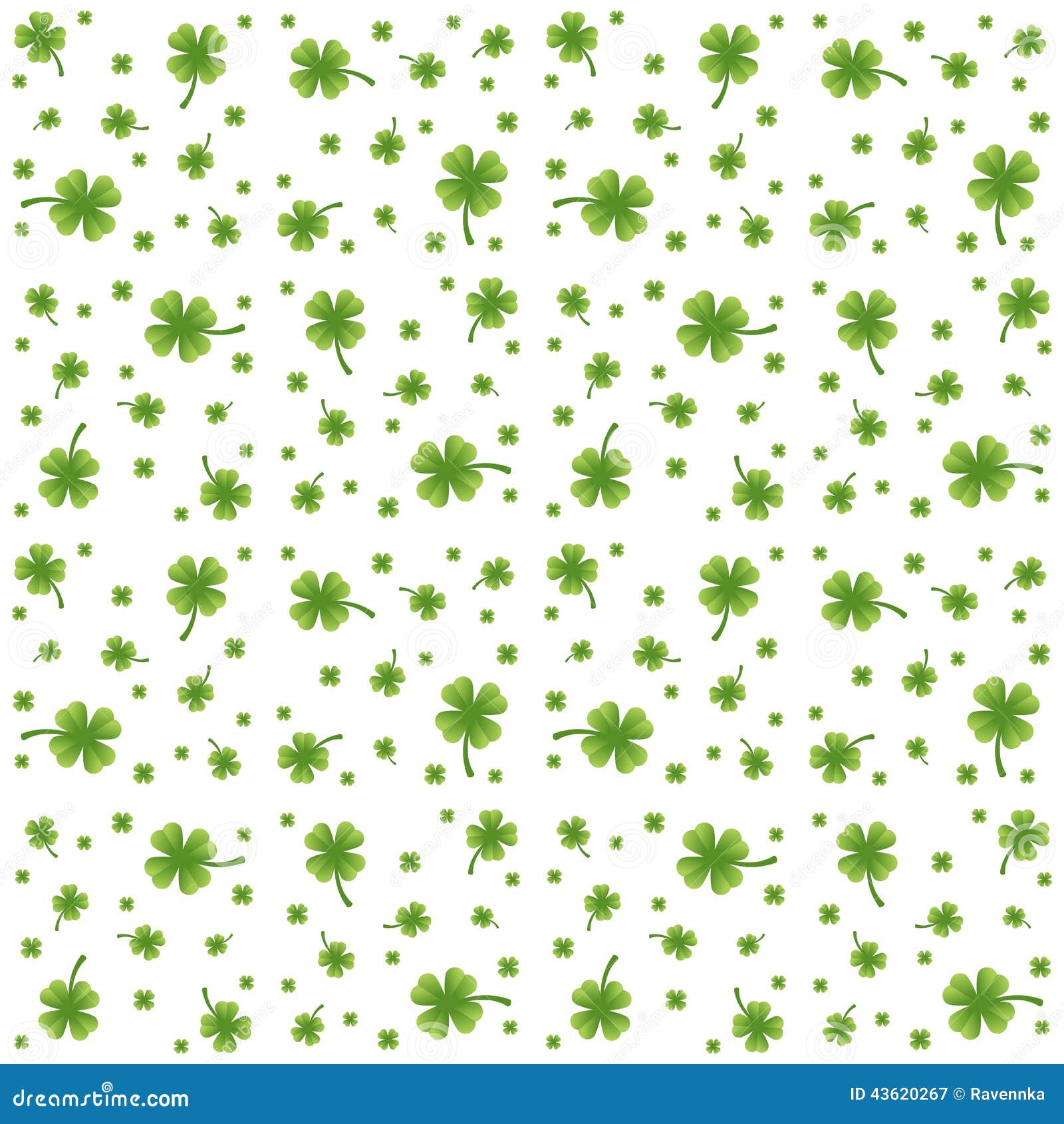 Seamless Pattern With Clovers Four Leaves Shamrocks Stock Vector