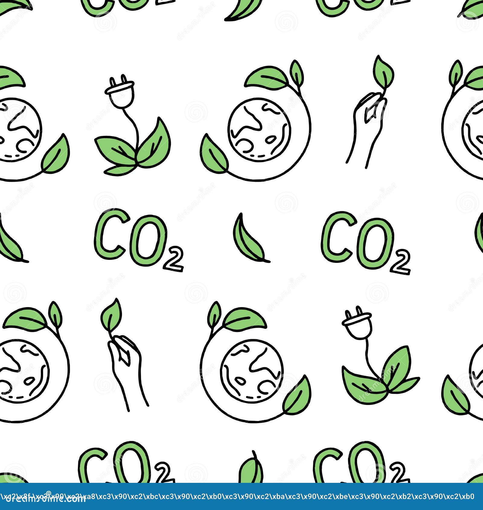 Seamless Pattern Co2 Climate Change Concept Green Energy Vector ...