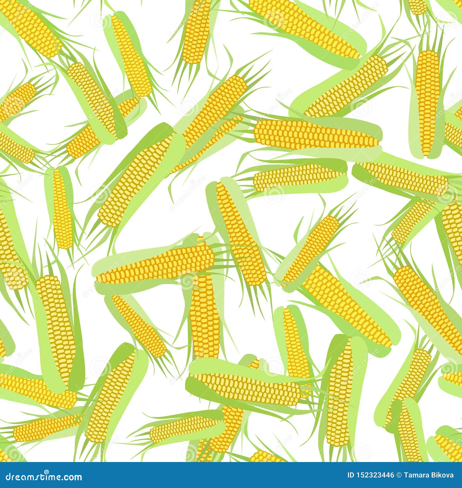 Seamless Pattern of Cobs of Corn on White Stock Illustration ...