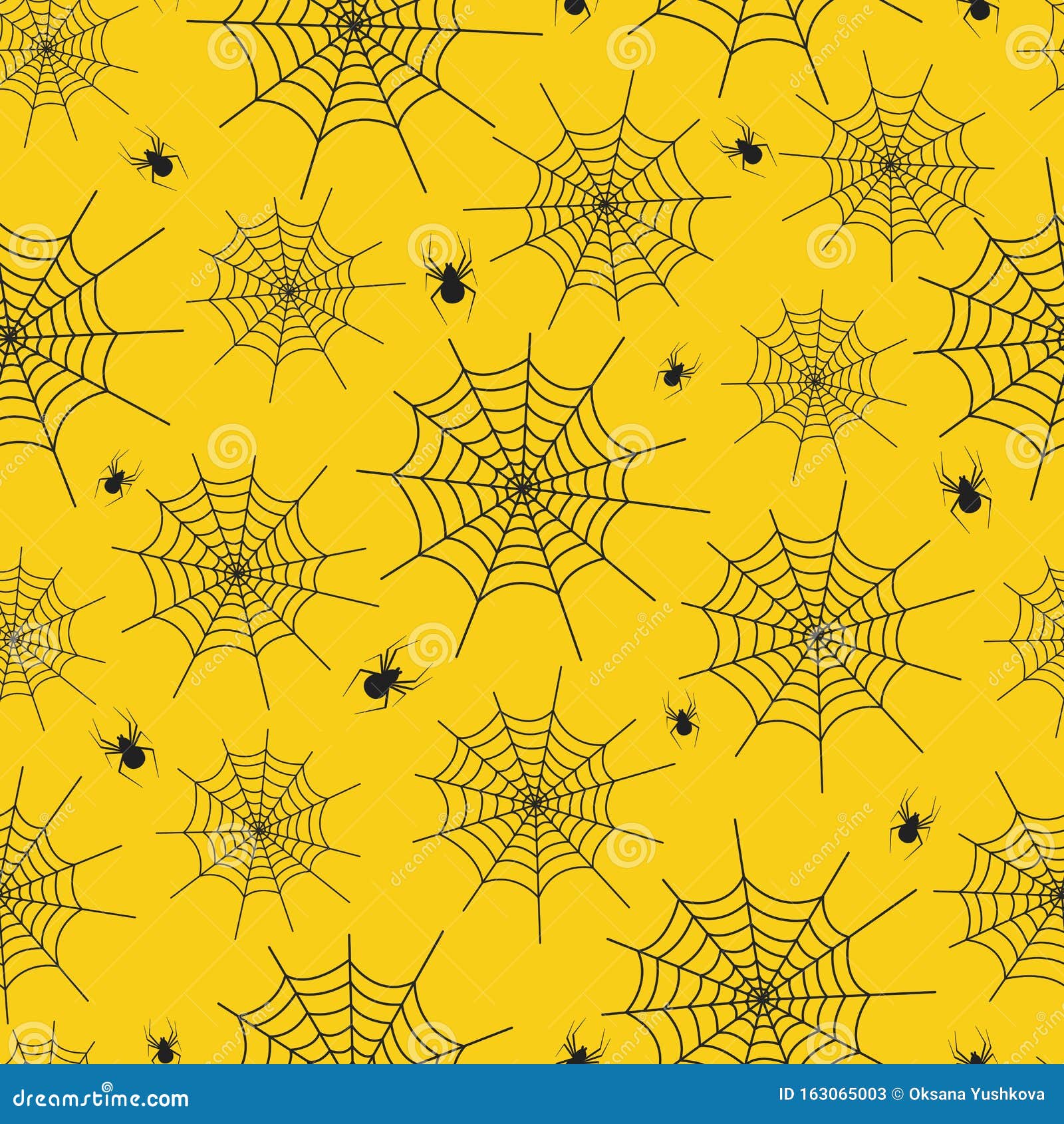 Seamless Pattern of Cobwebs and Spiders Stock Illustration ...