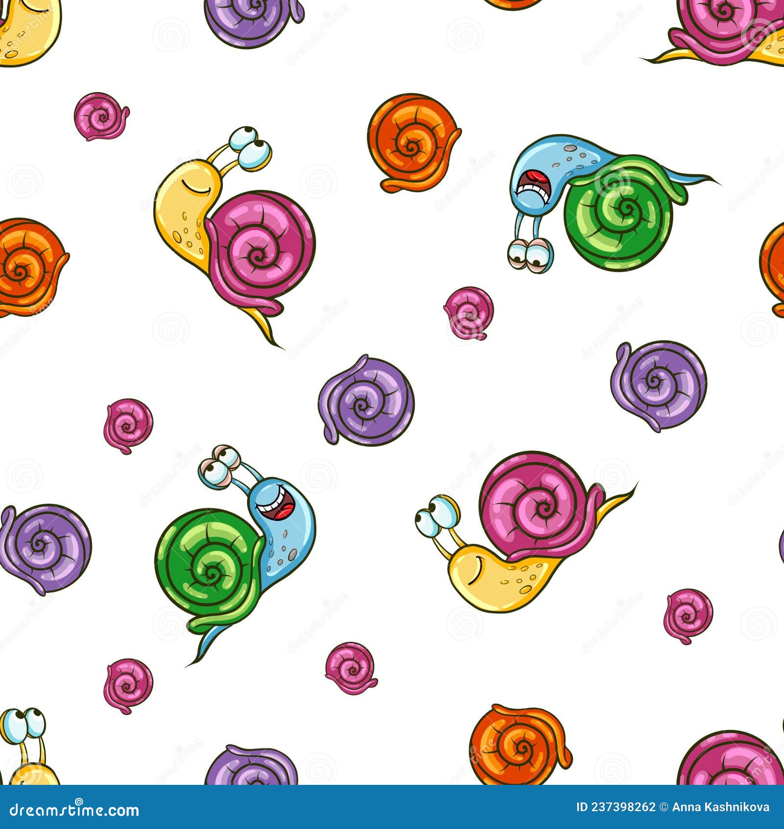 Seamless Pattern of Cochlea and Shell Stock Illustration - Illustration ...