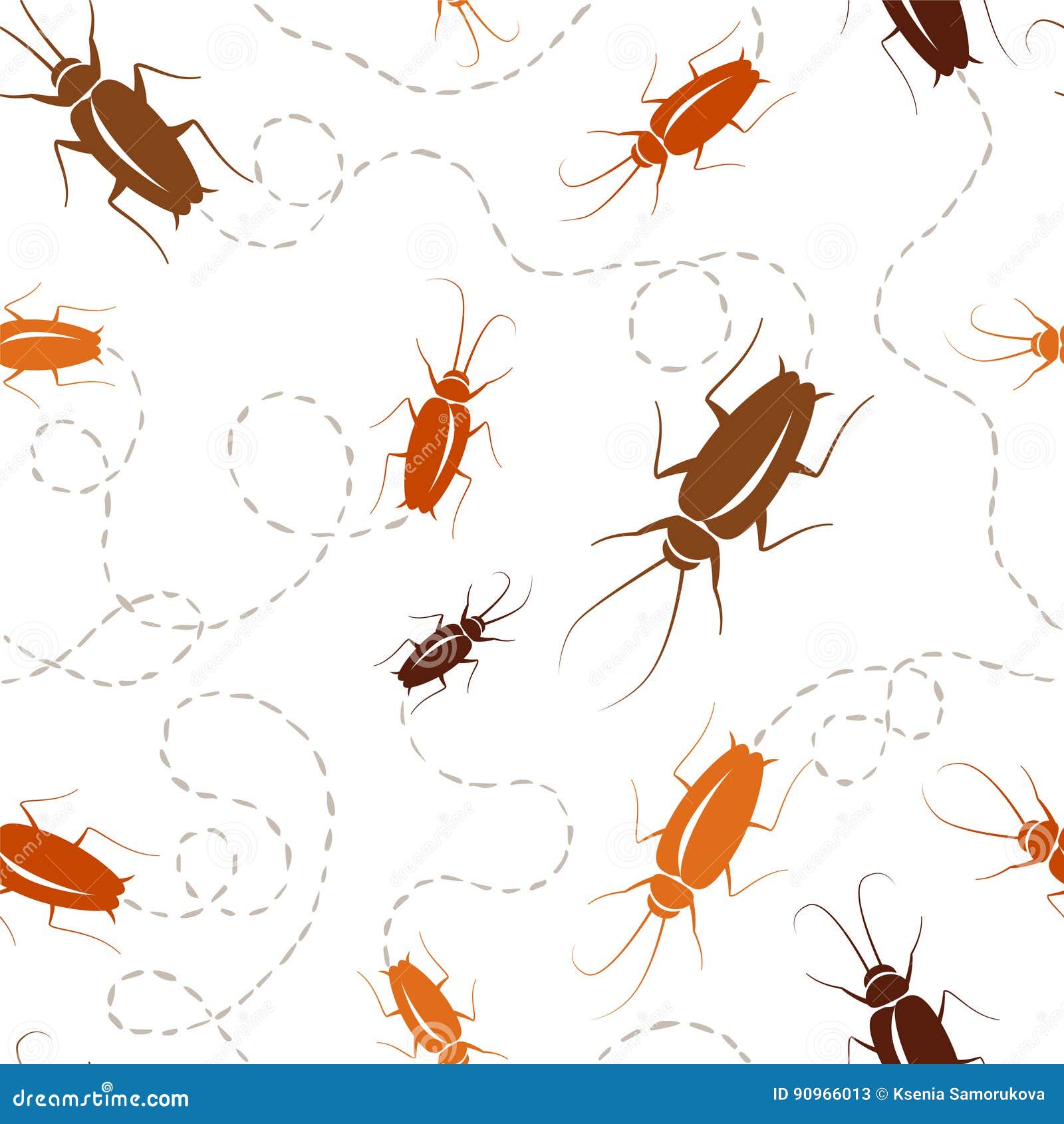 Seamless Pattern - Cockroaches with Traces Stock Vector - Illustration ...
