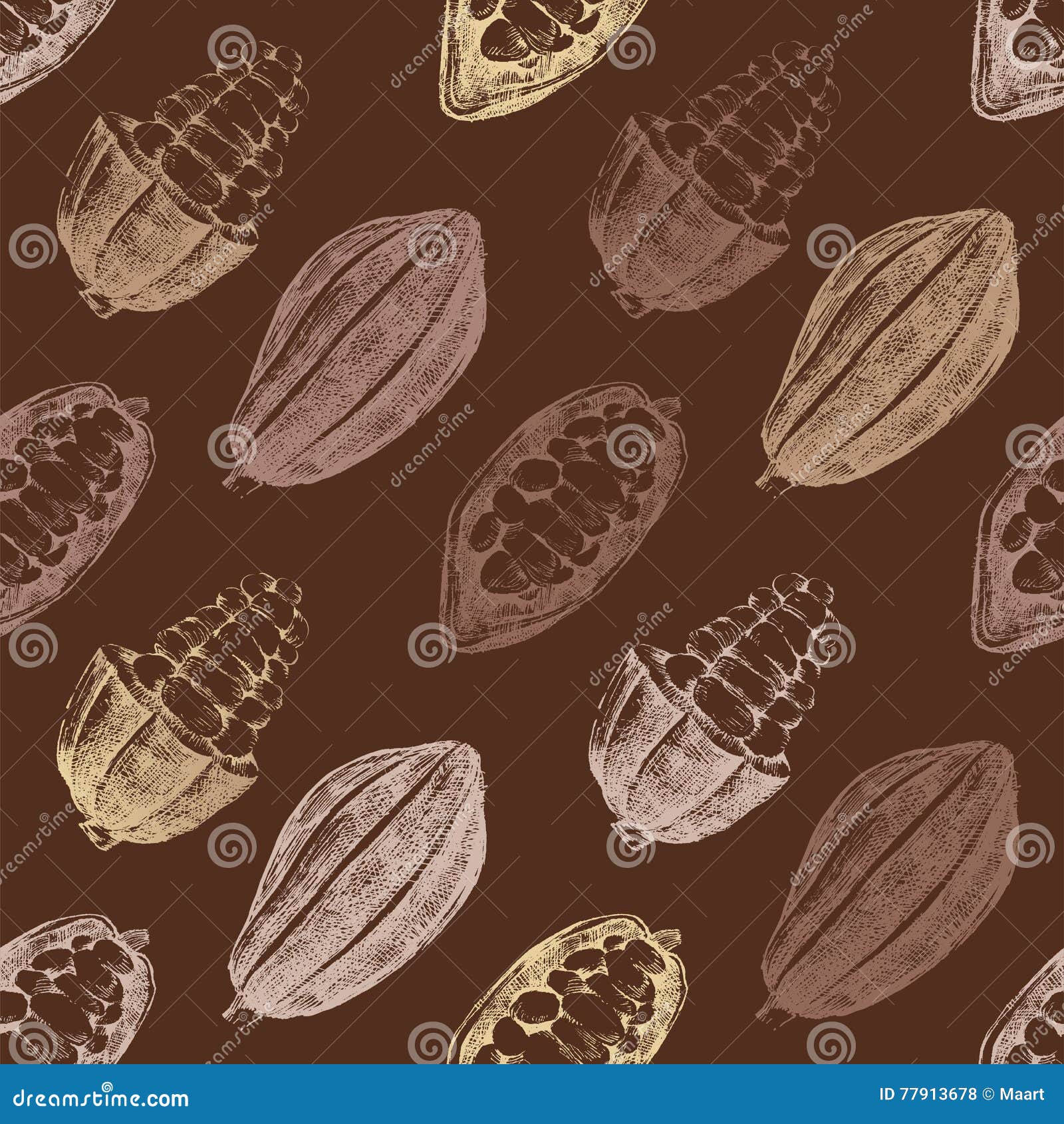 Seamless Pattern with Cocoa Beans Stock Vector - Illustration of ...