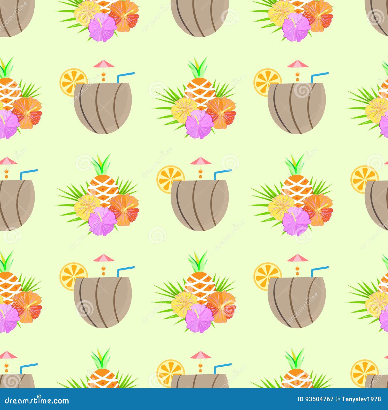 Seamless Pattern Coconut Coconut Party Stock Vector - Illustration of ...