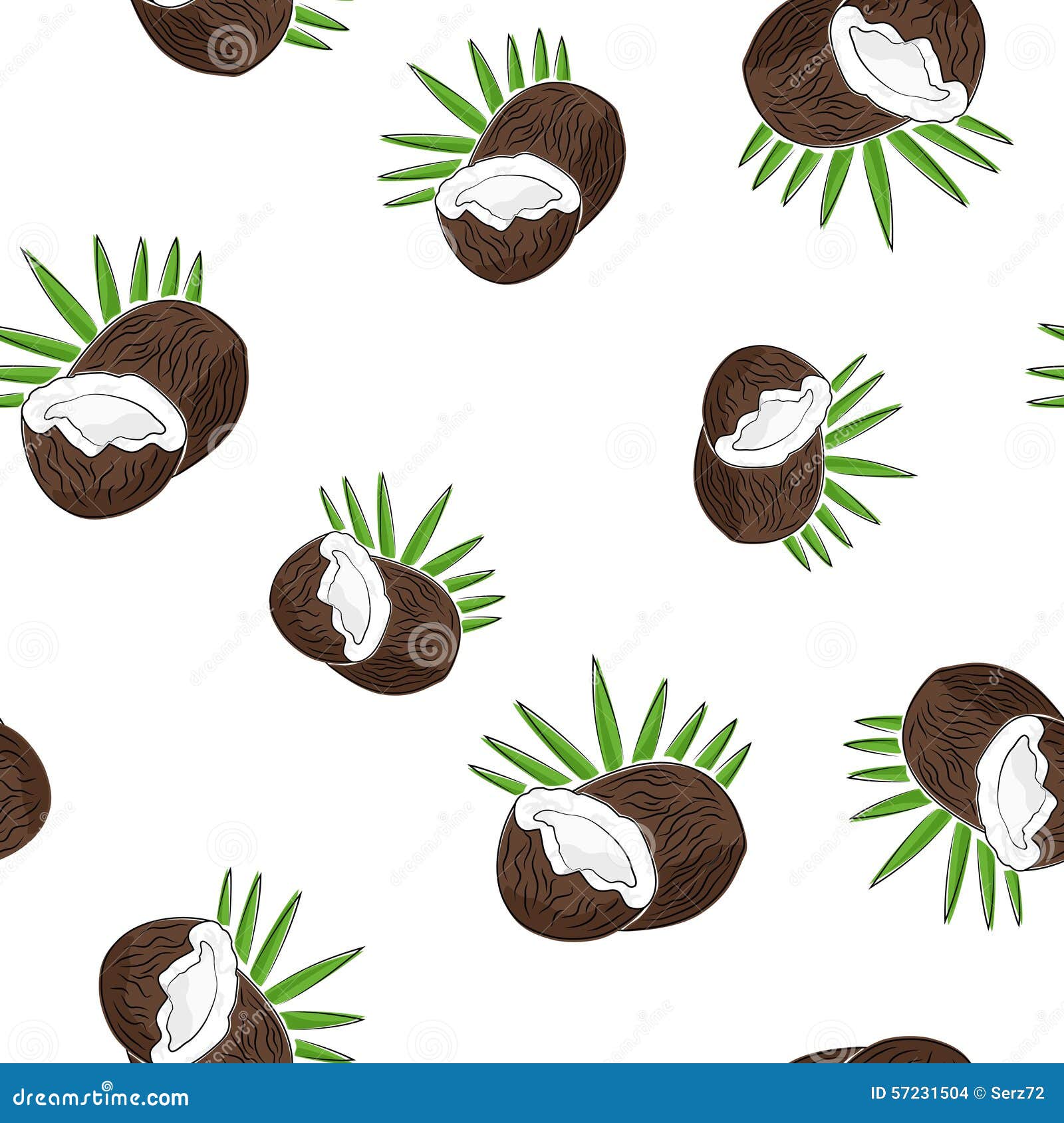 Seamless Pattern of Coconut Stock Vector - Illustration of organic ...