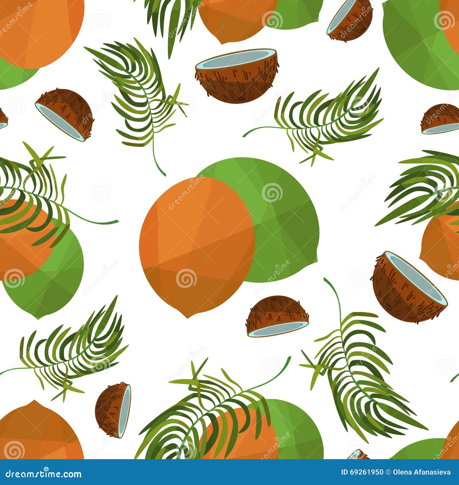 Seamless Pattern Coconut and Leaves Stock Vector - Illustration of ...
