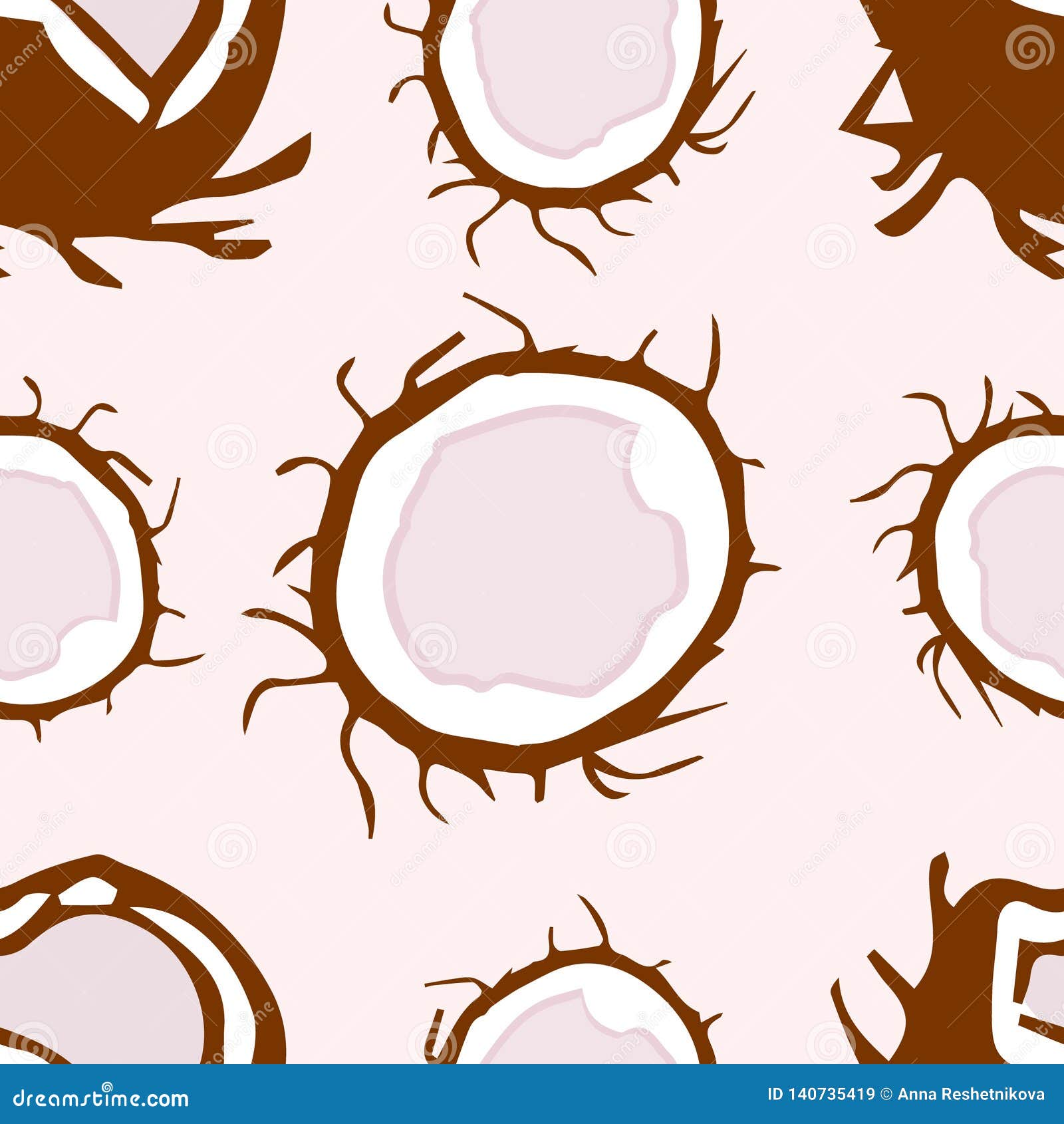Seamless Pattern with Coconut Stock Vector - Illustration of color ...