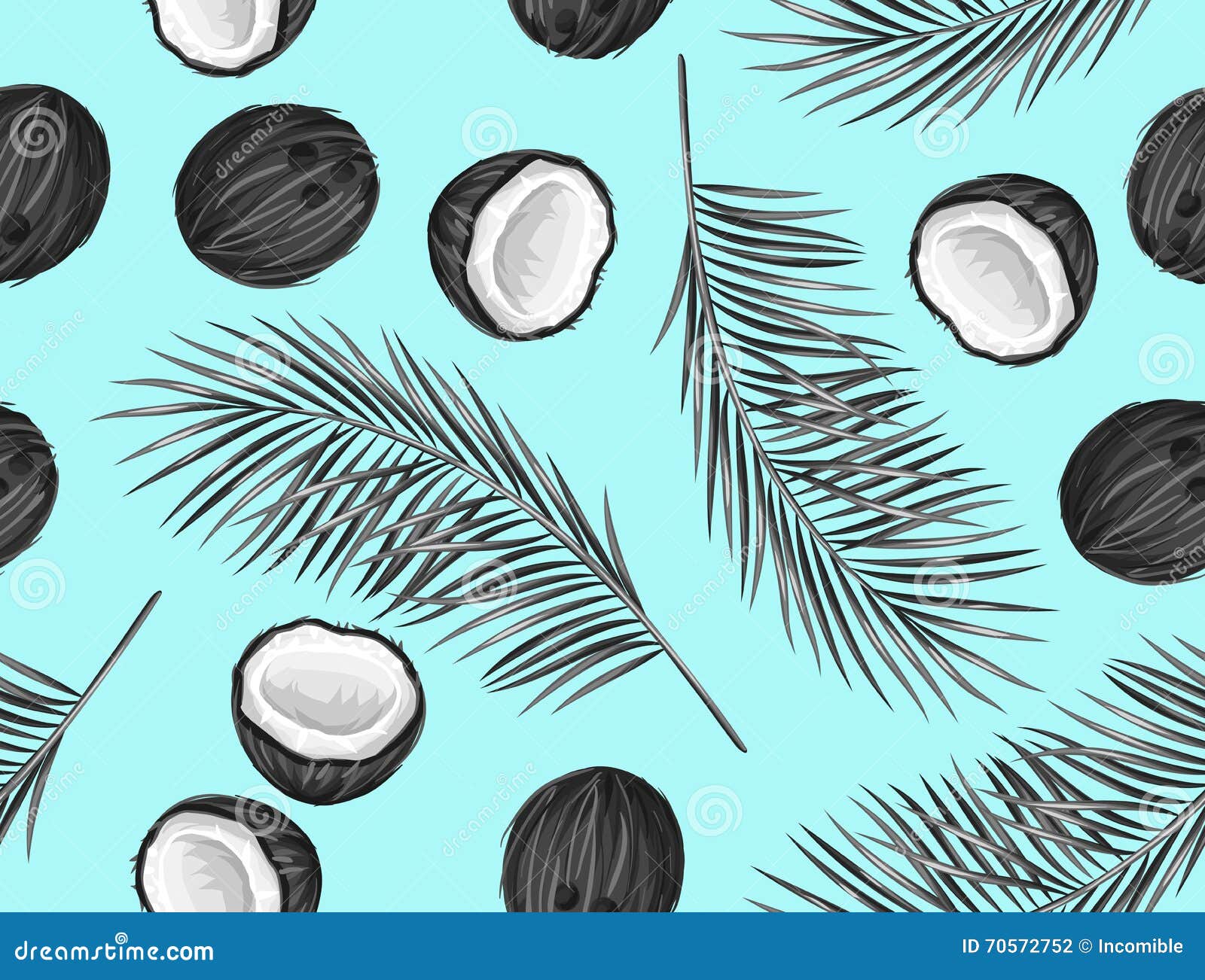 Seamless Pattern with Coconuts. Tropical Abstract Background in Retro ...