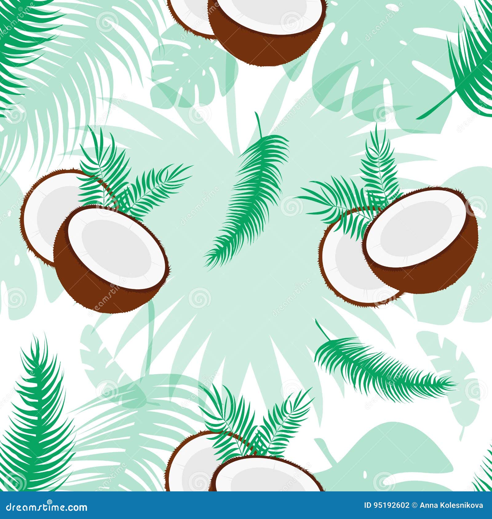 Seamless Pattern with Coconuts. Tropical Abstract Background in Retro ...
