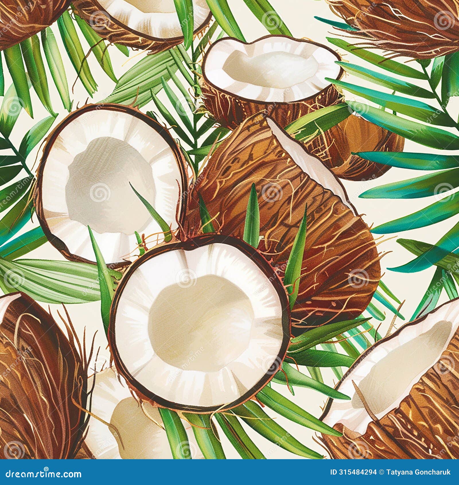 Seamless Pattern with Coconuts. Tropical Print, Illustration Stock ...