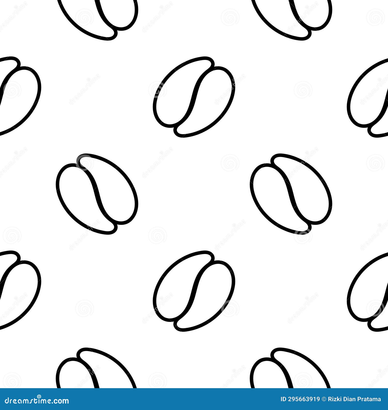 Seamless Pattern of Coffee Beans Outline Stock Vector - Illustration of ...