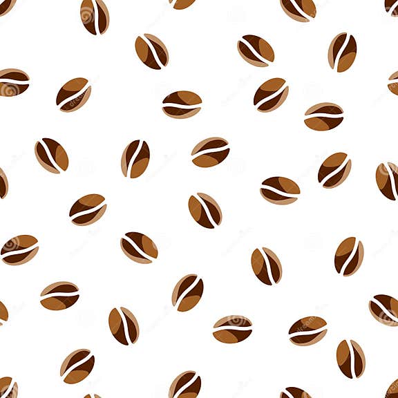 Seamless Pattern from Coffee Beans on a White Background. Background ...