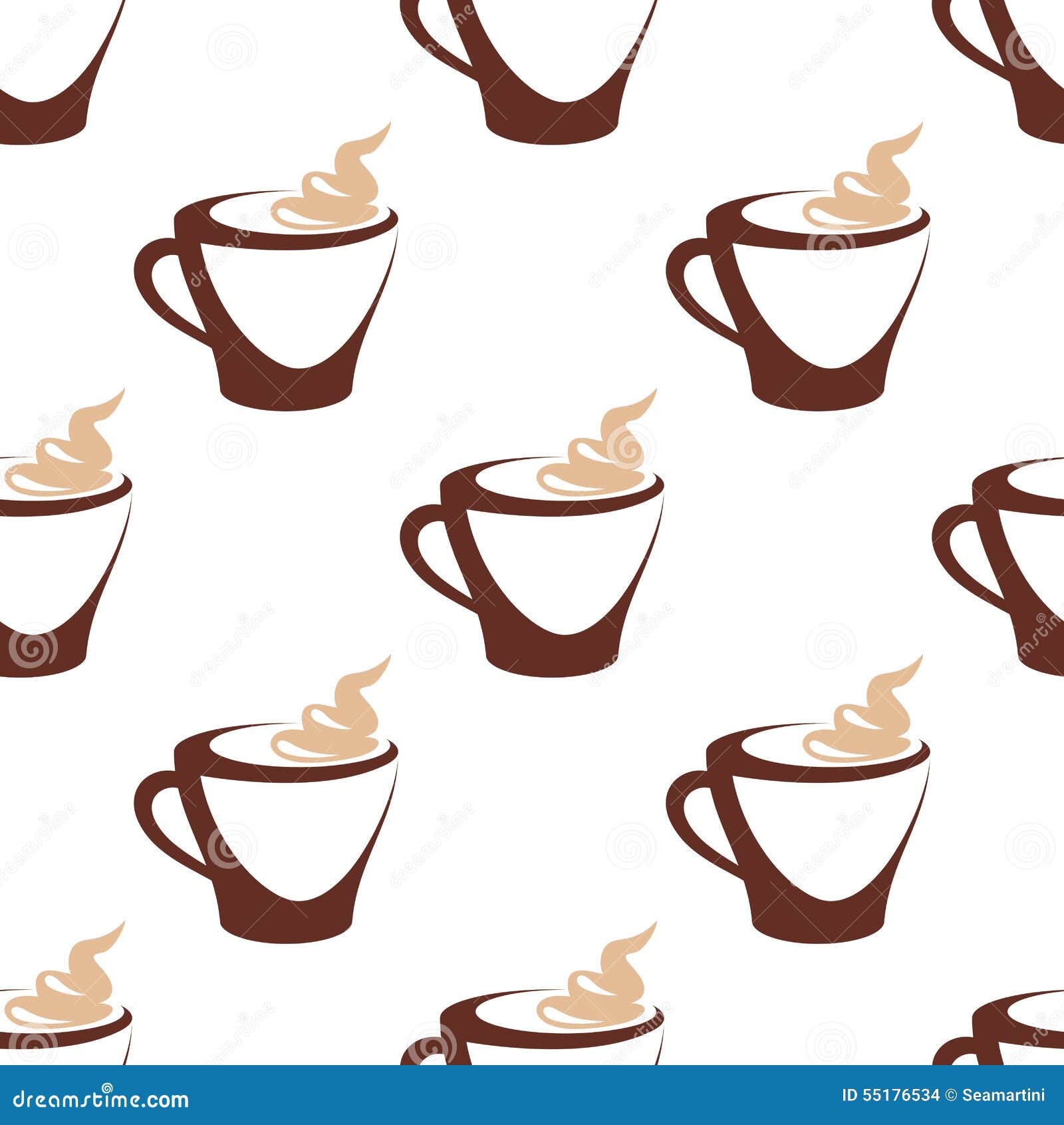 Seamless Pattern of Coffee Cup with Cream Stock Vector - Illustration ...
