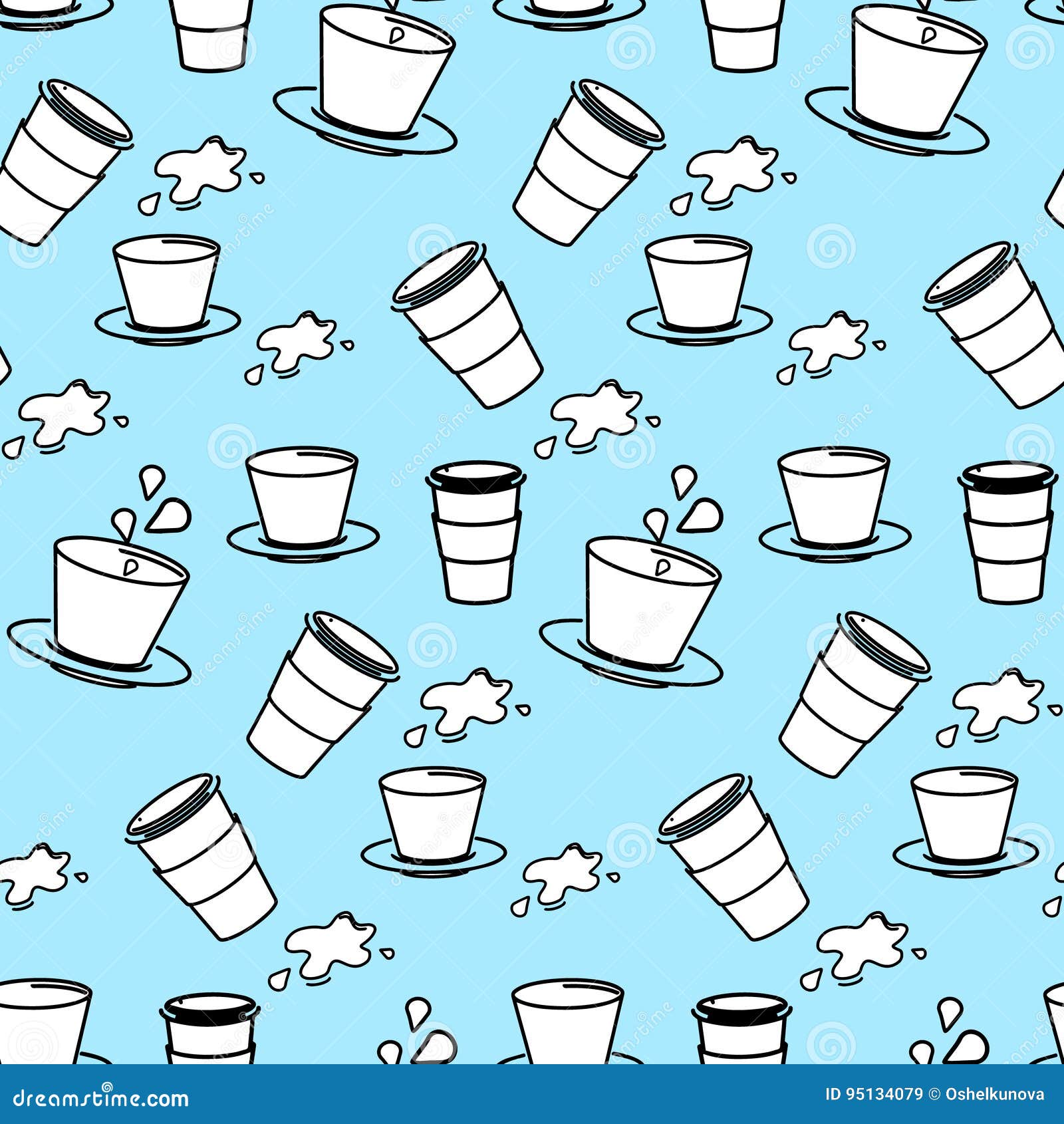 Seamless Pattern with Coffee Cup Stock Vector - Illustration of doodle ...