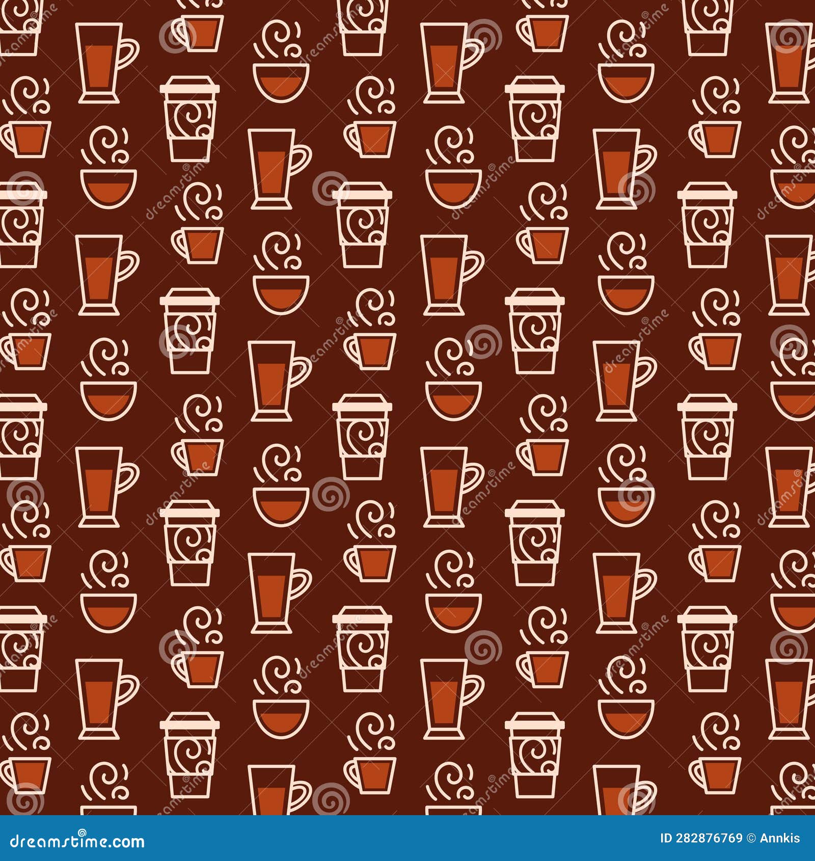 Seamless Pattern of Coffee Mug Types Stock Vector - Illustration of ...