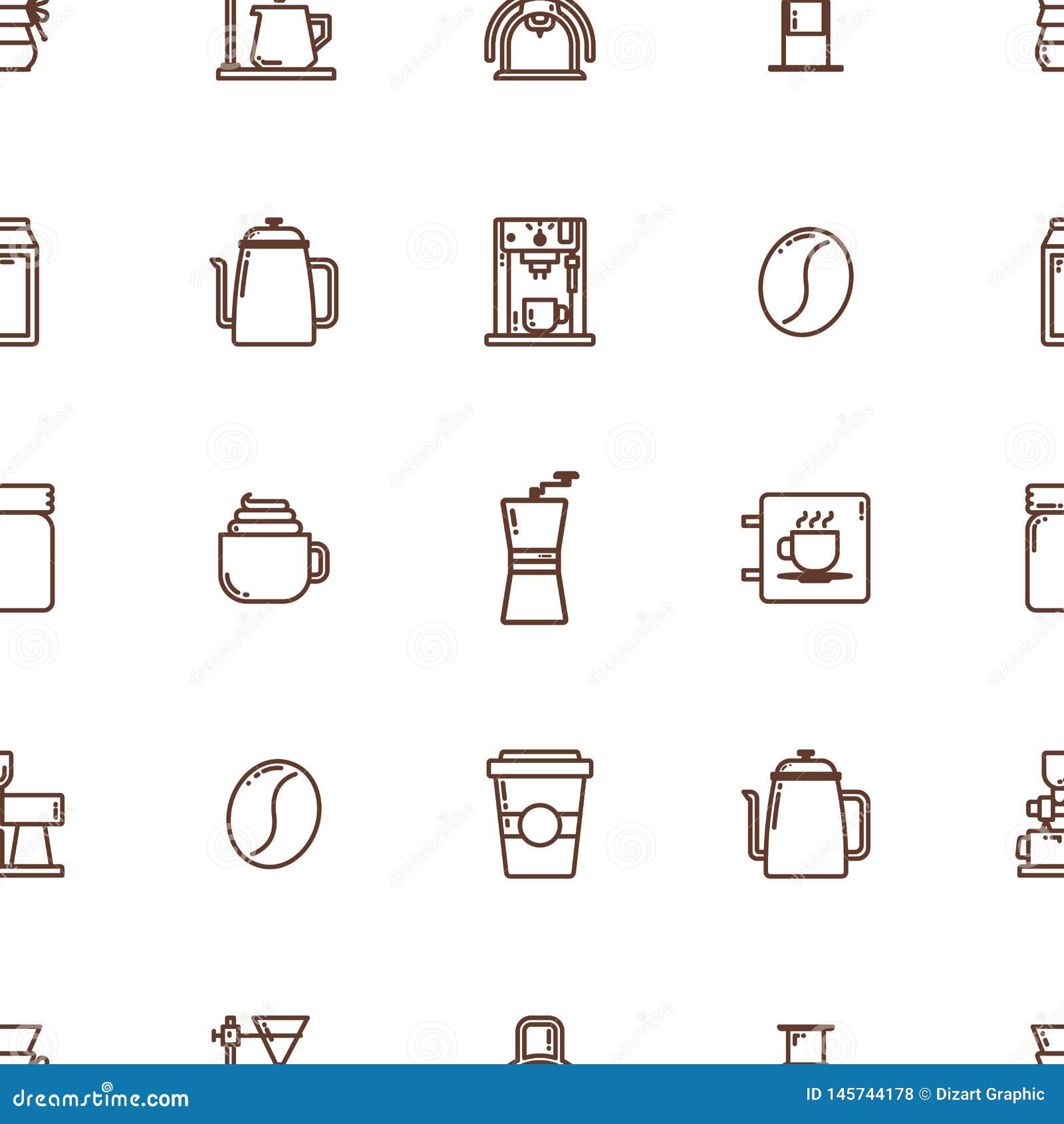 Seamless Pattern Coffee Shop Vol.3 Stock Vector - Illustration of ...