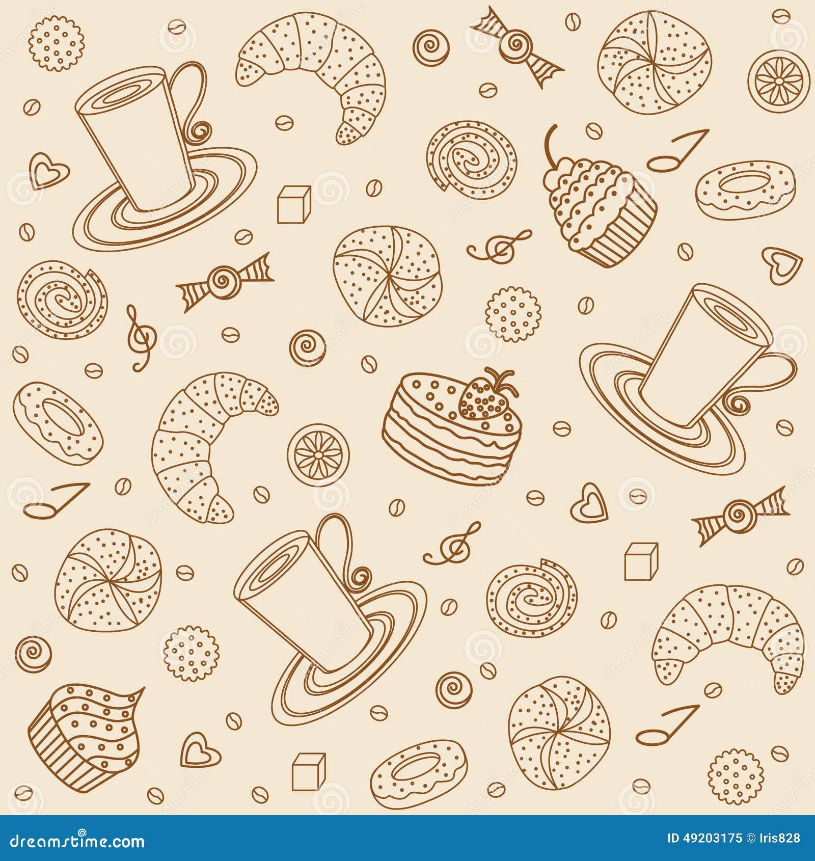 Seamless Pattern with Coffee, Sweets and Pastries Stock Vector ...