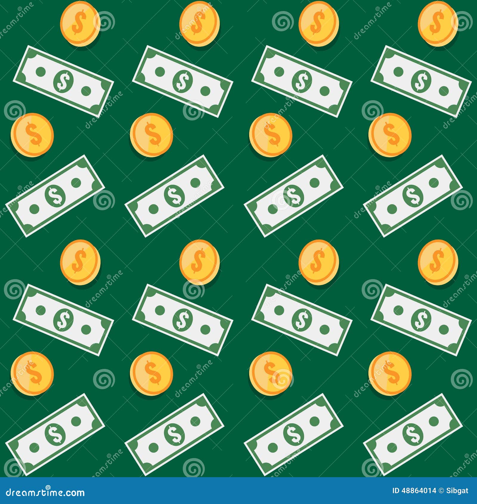Seamless Pattern. Coin and Paper Money Symbols Stock Vector ...