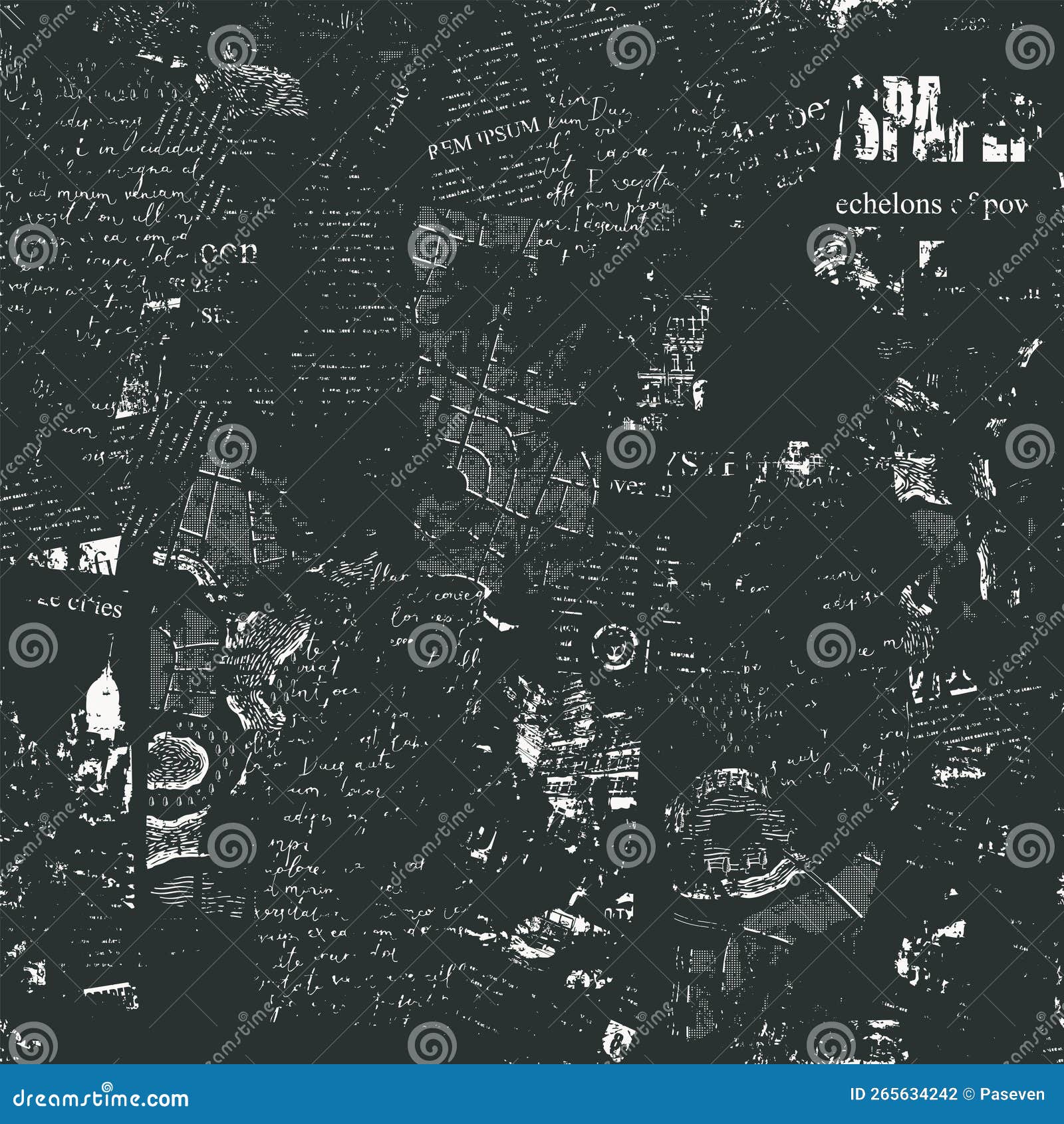 Seamless Pattern with Collage of Newspaper and Map Clippings Stock ...