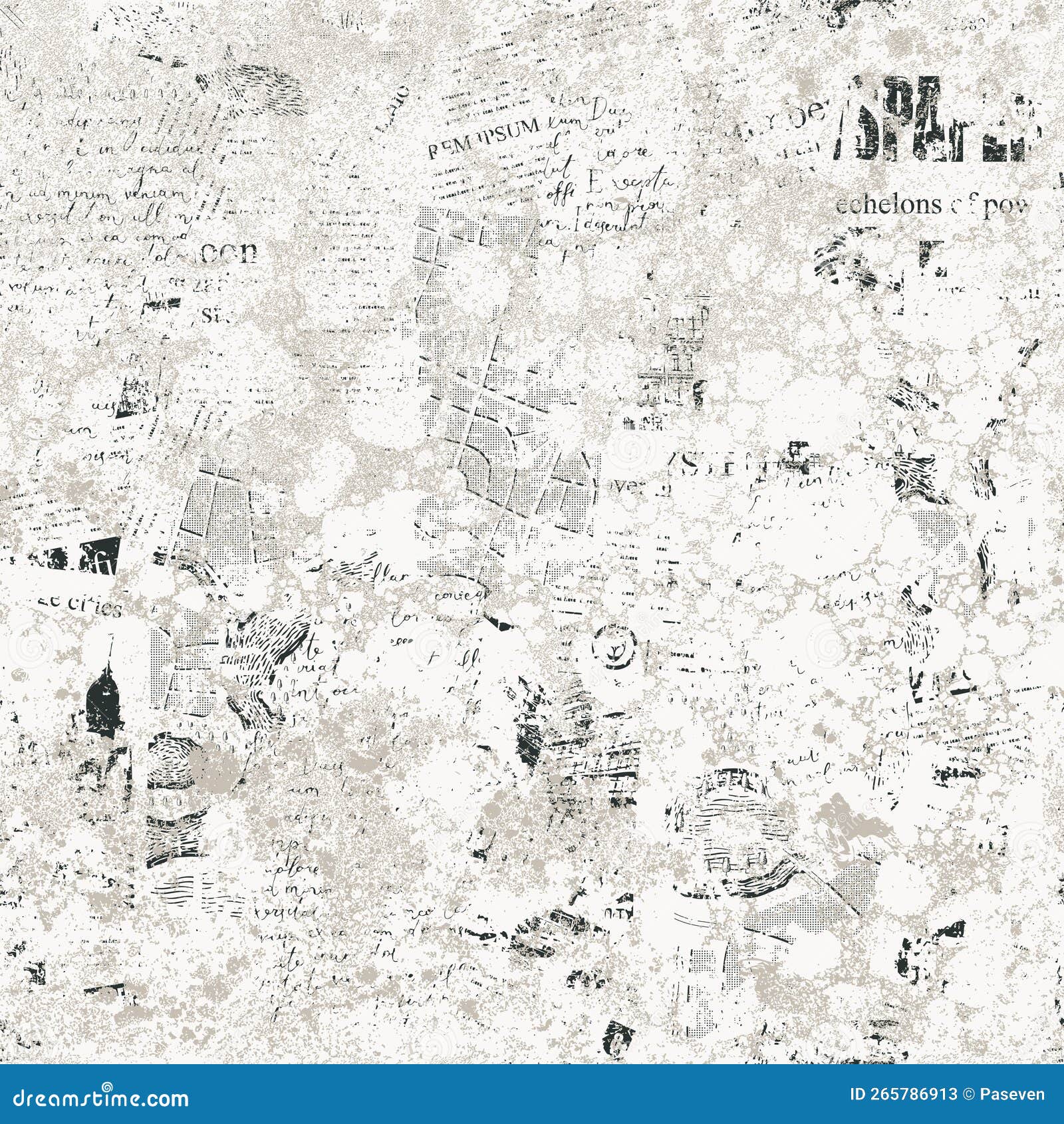 Seamless Pattern with Collage of Newspaper and Map Clippings Stock ...
