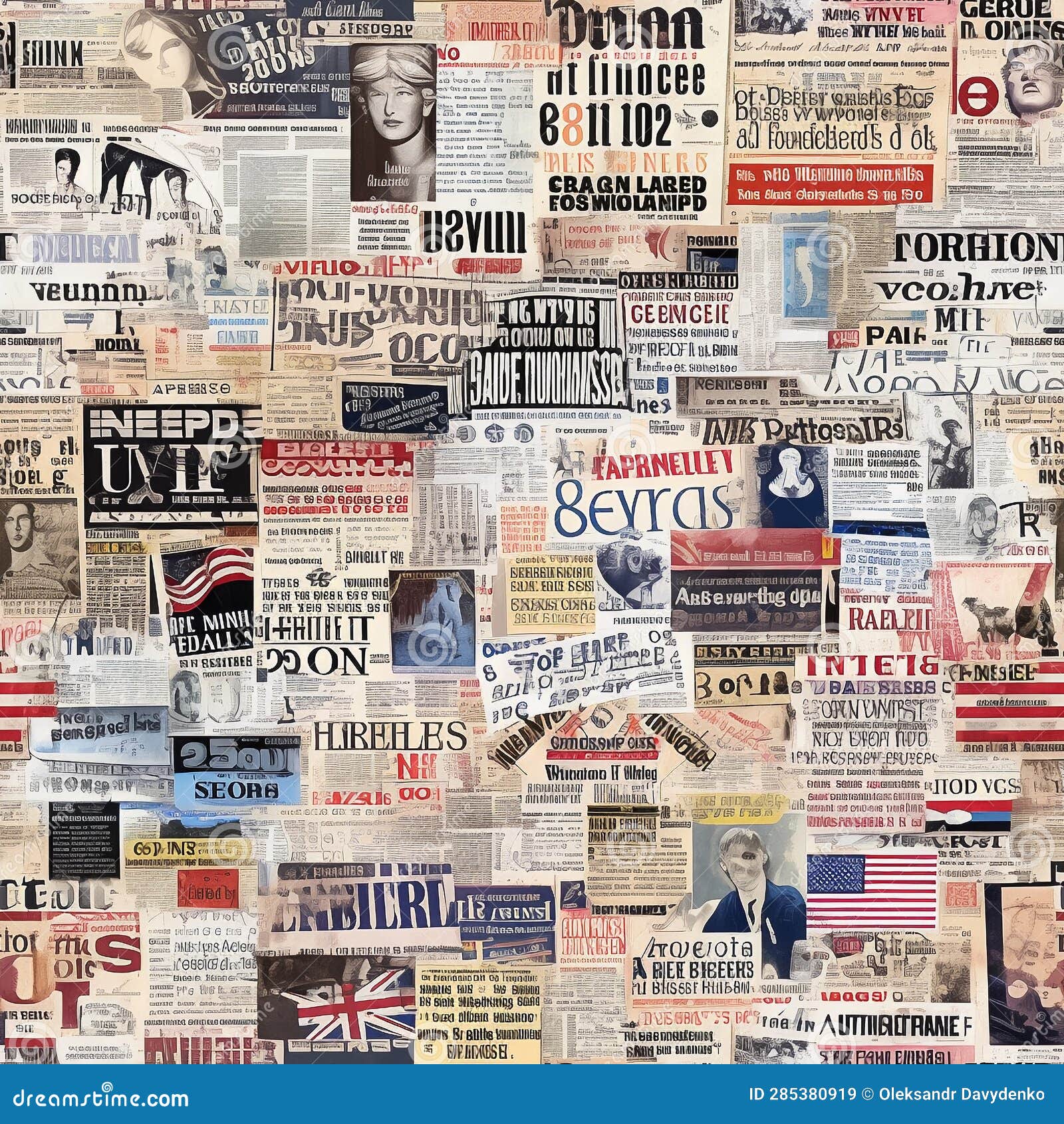 Collage Of Old Newspapers Depicting Different Animals And A Large ...