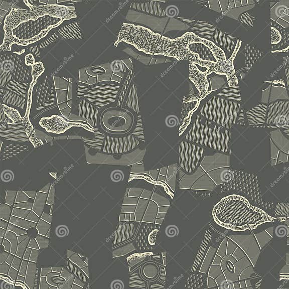 Seamless Pattern with Collage of Pieces of Geographical Maps Stock ...