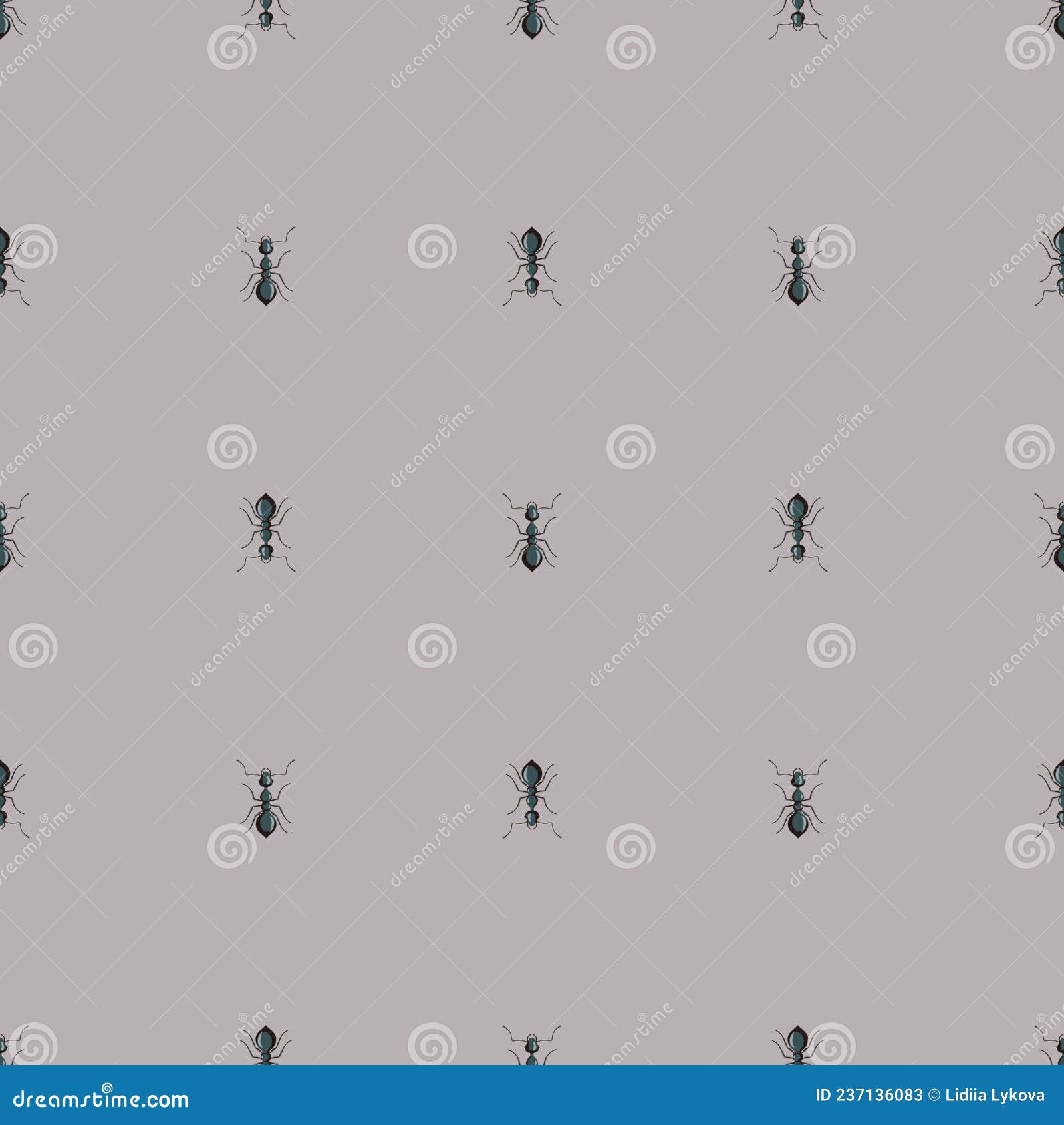 Seamless Pattern Colony Ants on Dark Gray Background. Vector Insects Template in Flat Style for ...