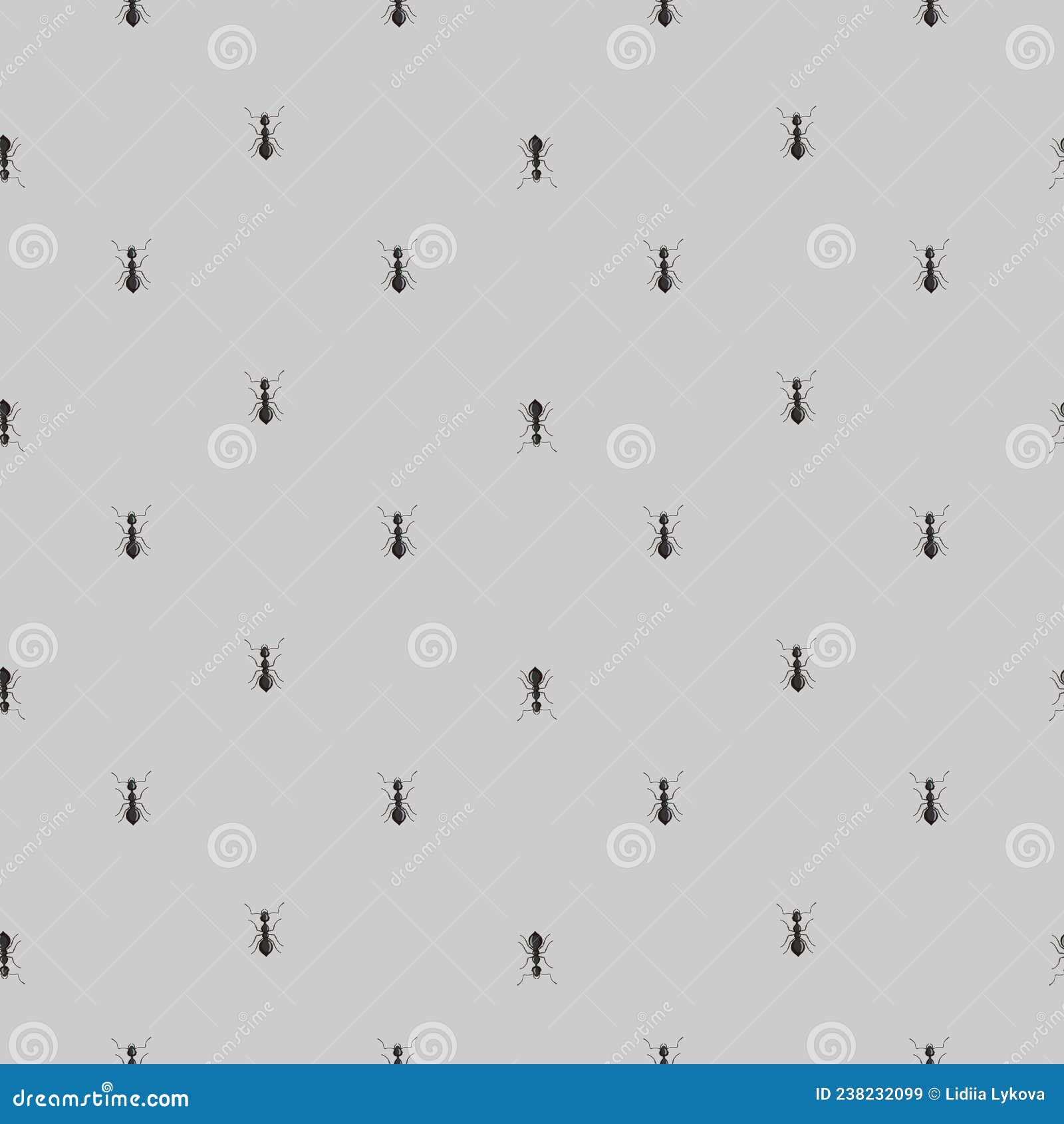Seamless Pattern Colony Ants on Gray Background. Vector Insects ...