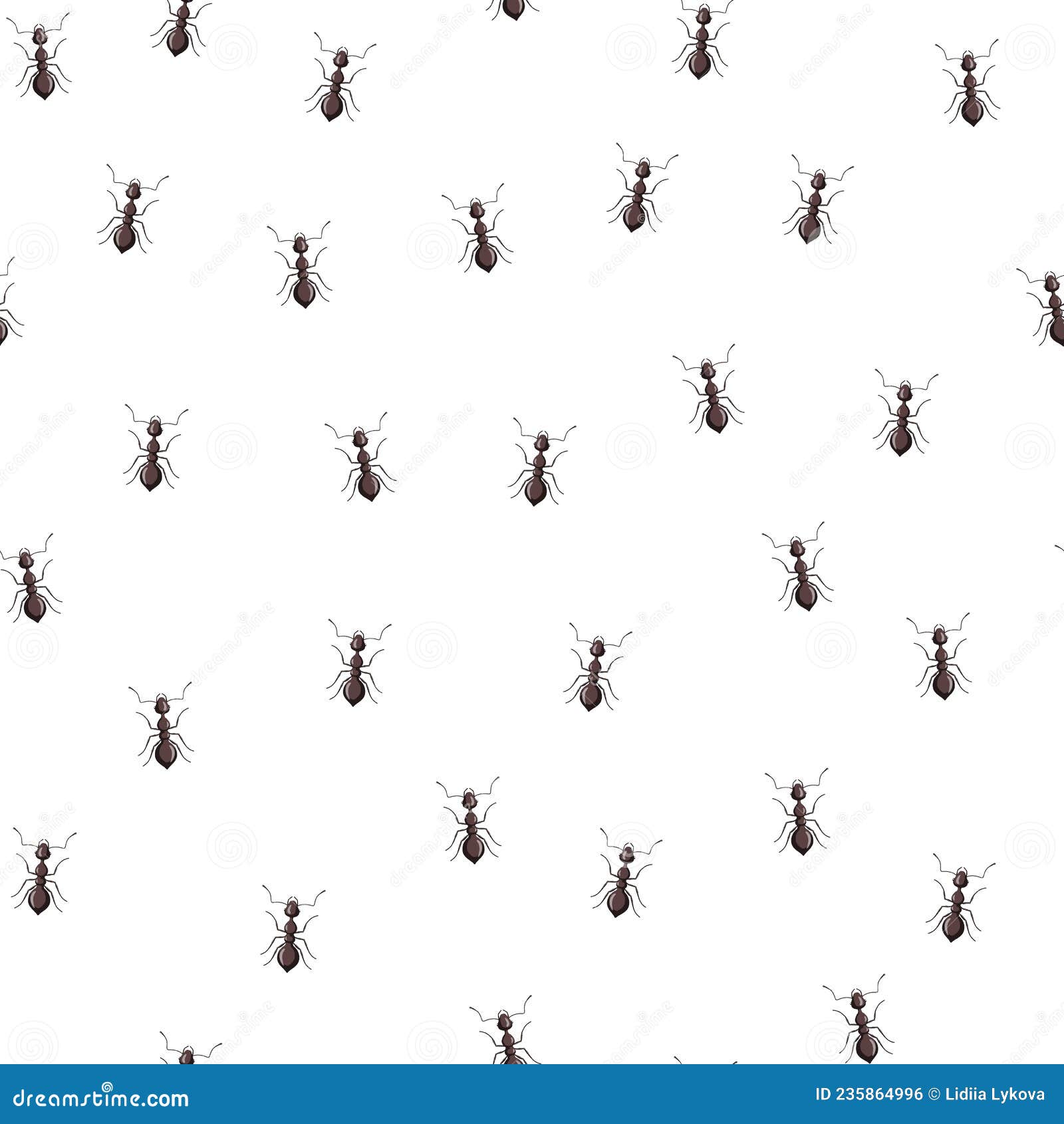 Seamless Pattern Colony Ants on White Background. Vector Insects Template in Flat Style for Any ...