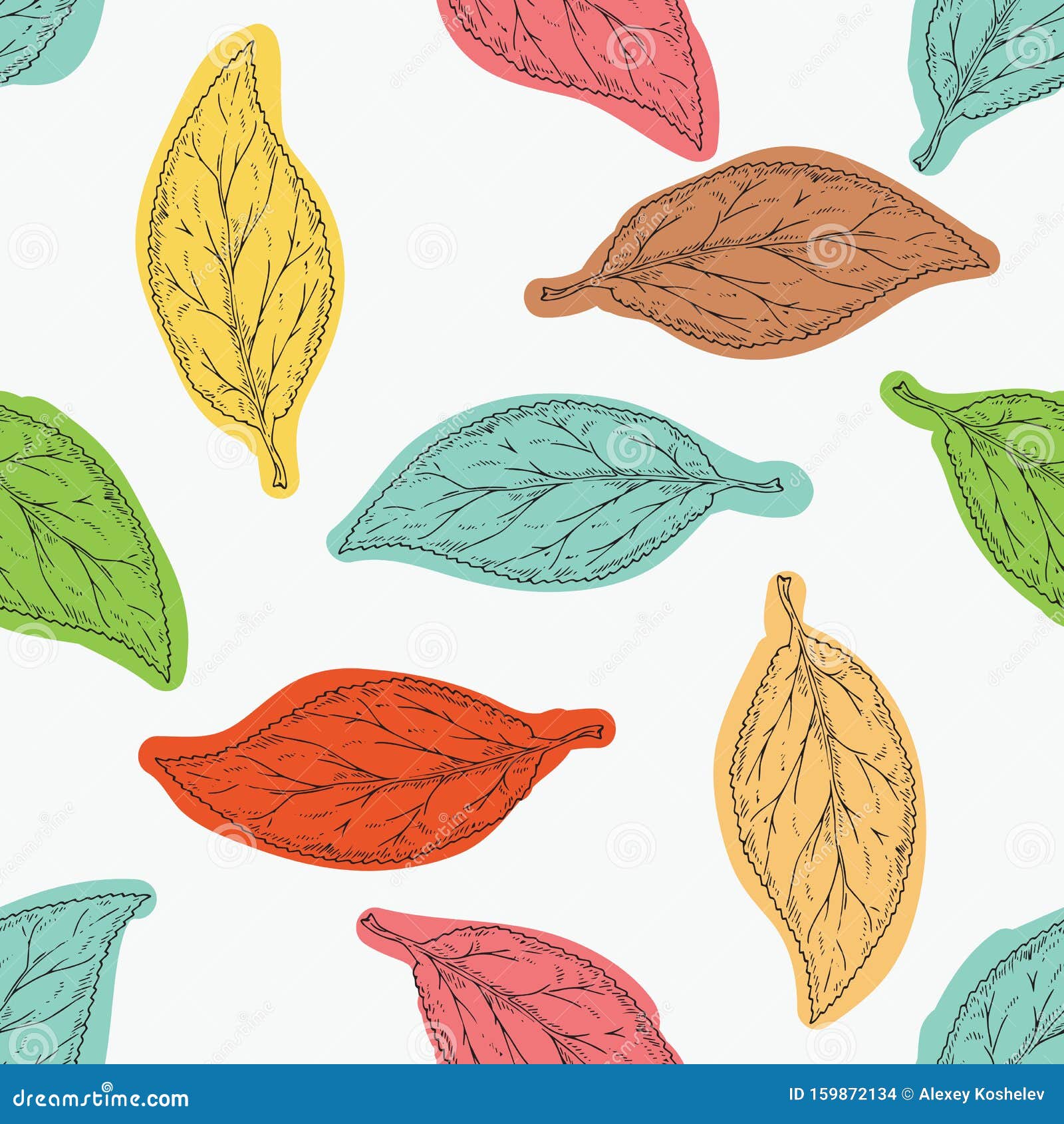 Seamless Pattern with Color Beech Leaves Stock Vector - Illustration of ...