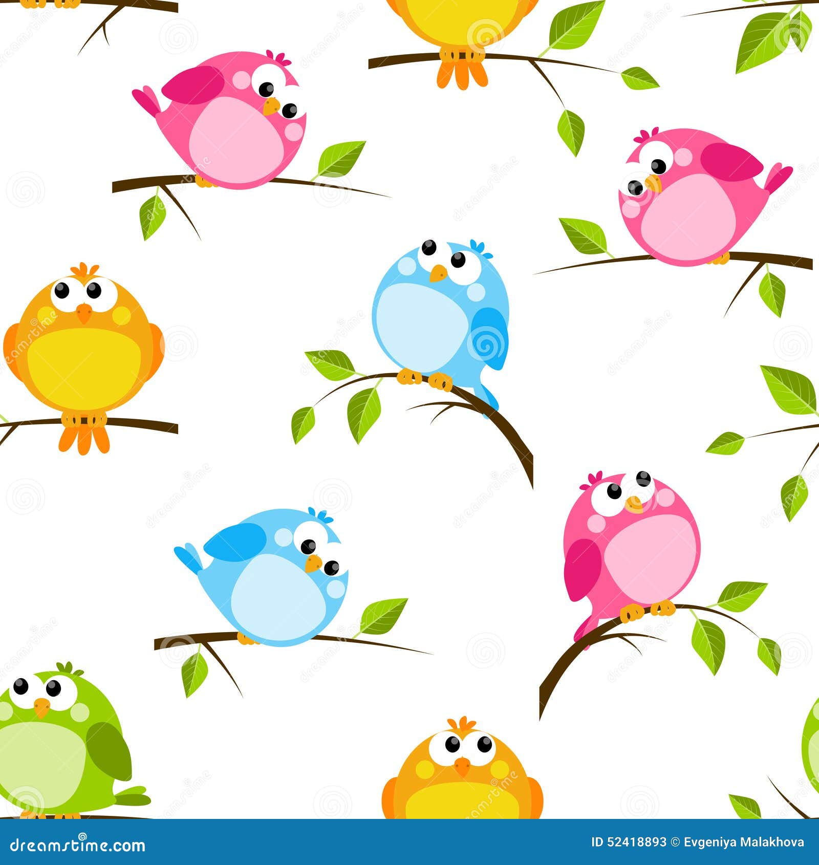 Seamless Pattern with Color Birds Stock Vector - Illustration of animal ...